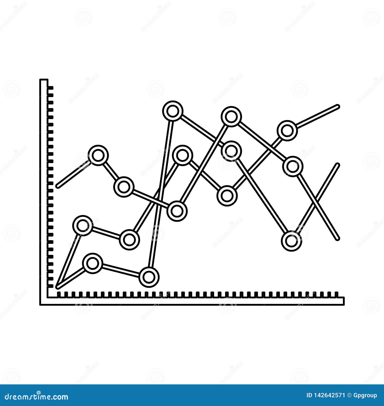 Monochrome Silhouette of Statistical Graphs Linear Rising Stock Vector ...