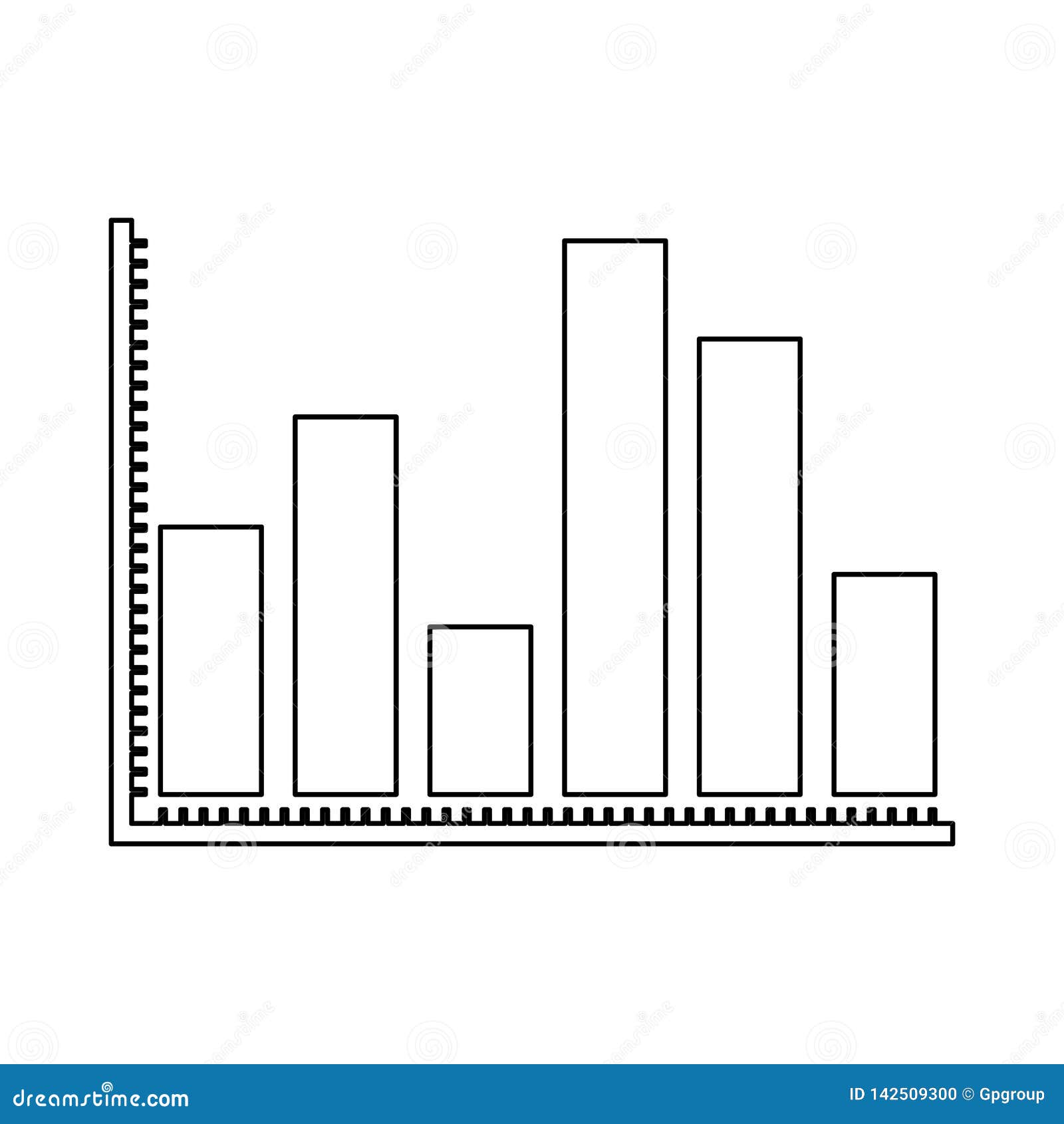 Monochrome Silhouette of Statistical Graphs Thick Bars Stock Vector ...