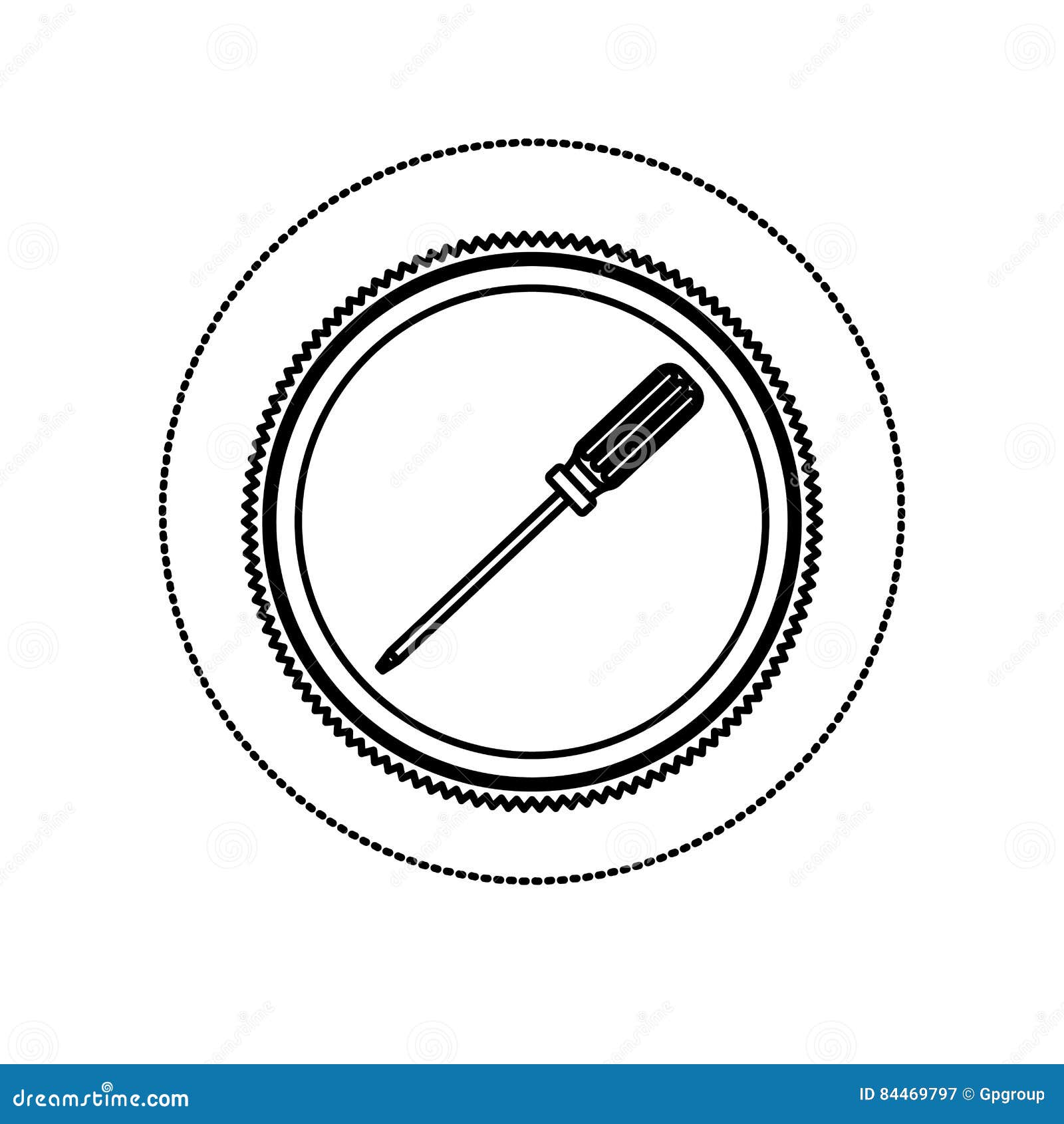 Monochrome Silhouette Sticker with Circular Frame with Screwdriver ...