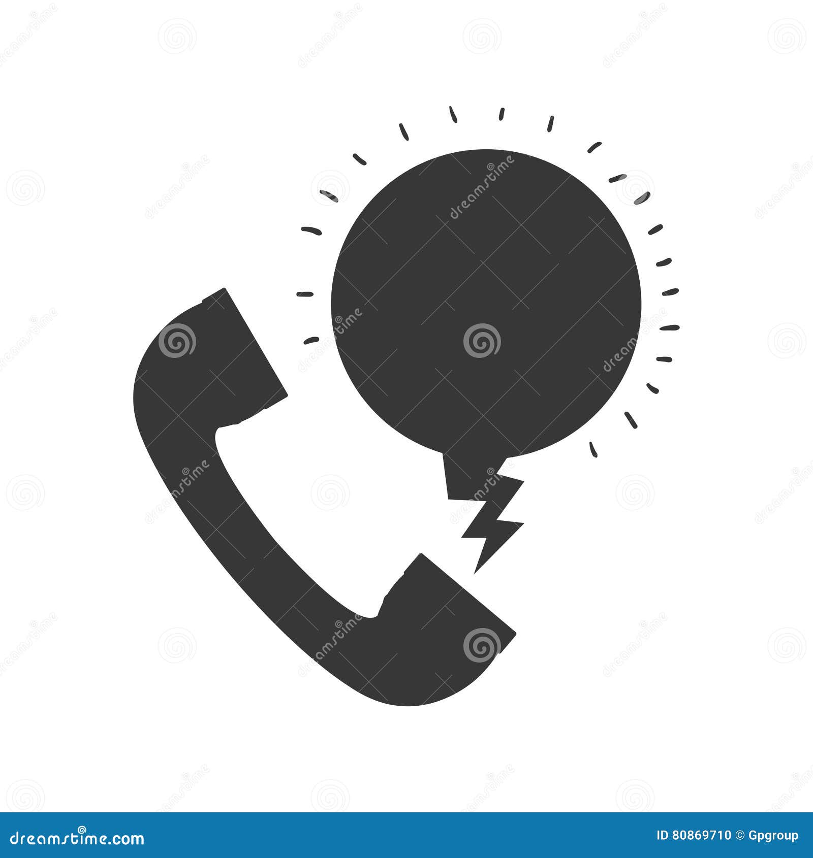 Monochrome Silhouette with Telephone Calling Message Stock Vector ...