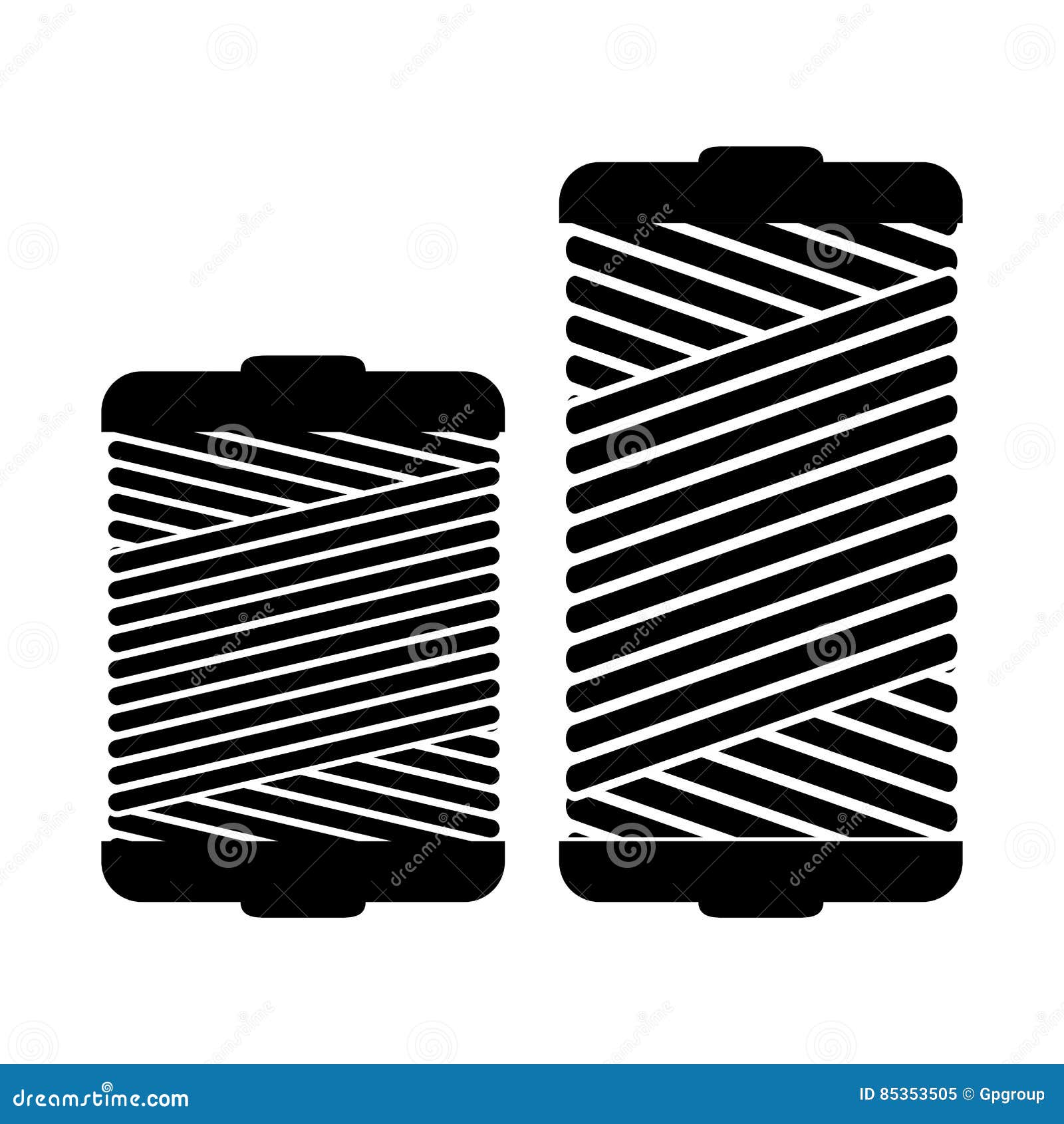 Monochrome Silhouette with Thread Spool Pair Stock Illustration ...