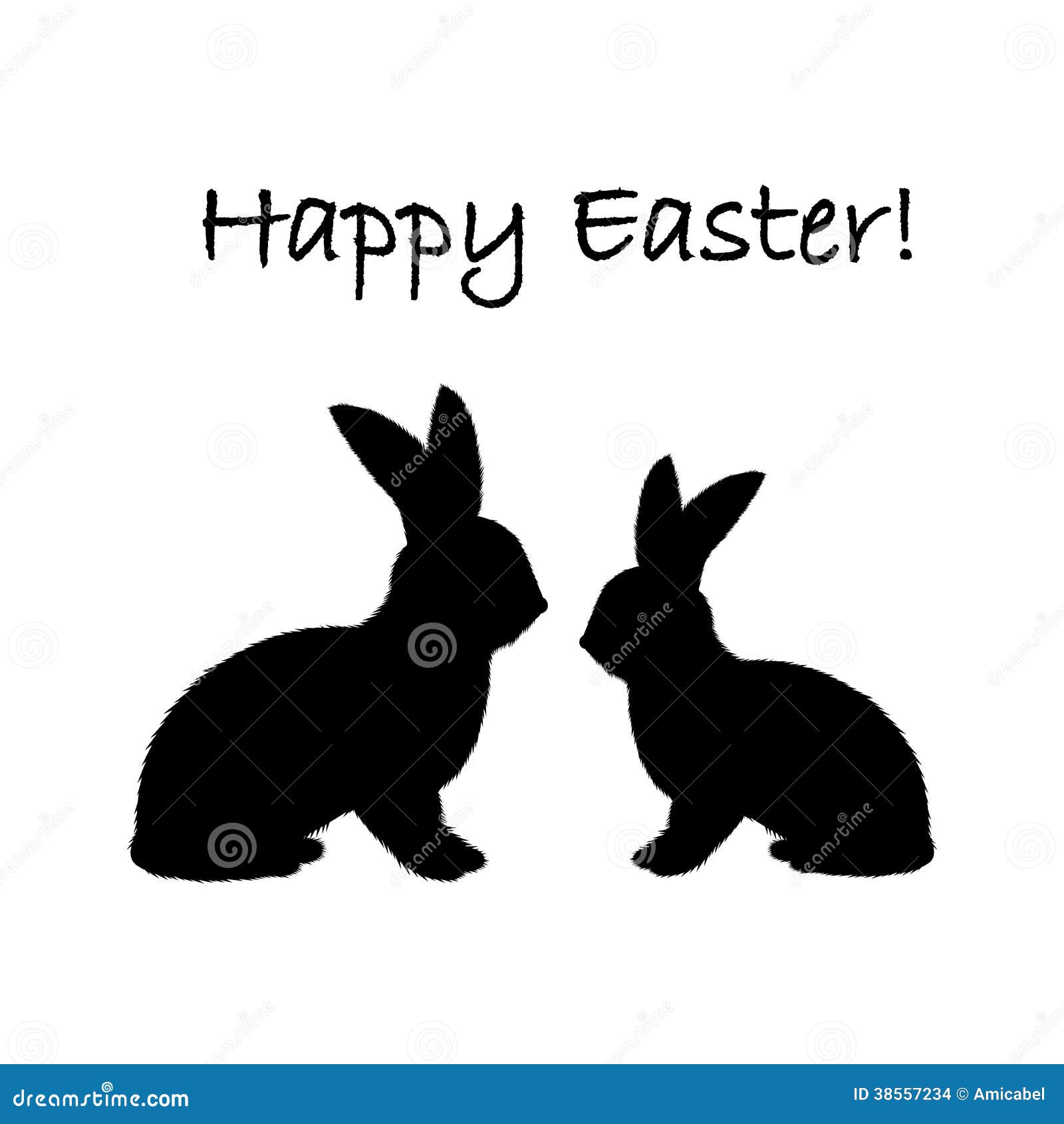 Monochrome Silhouette of Two Easter Bunny Rabbits. Stock Vector ...
