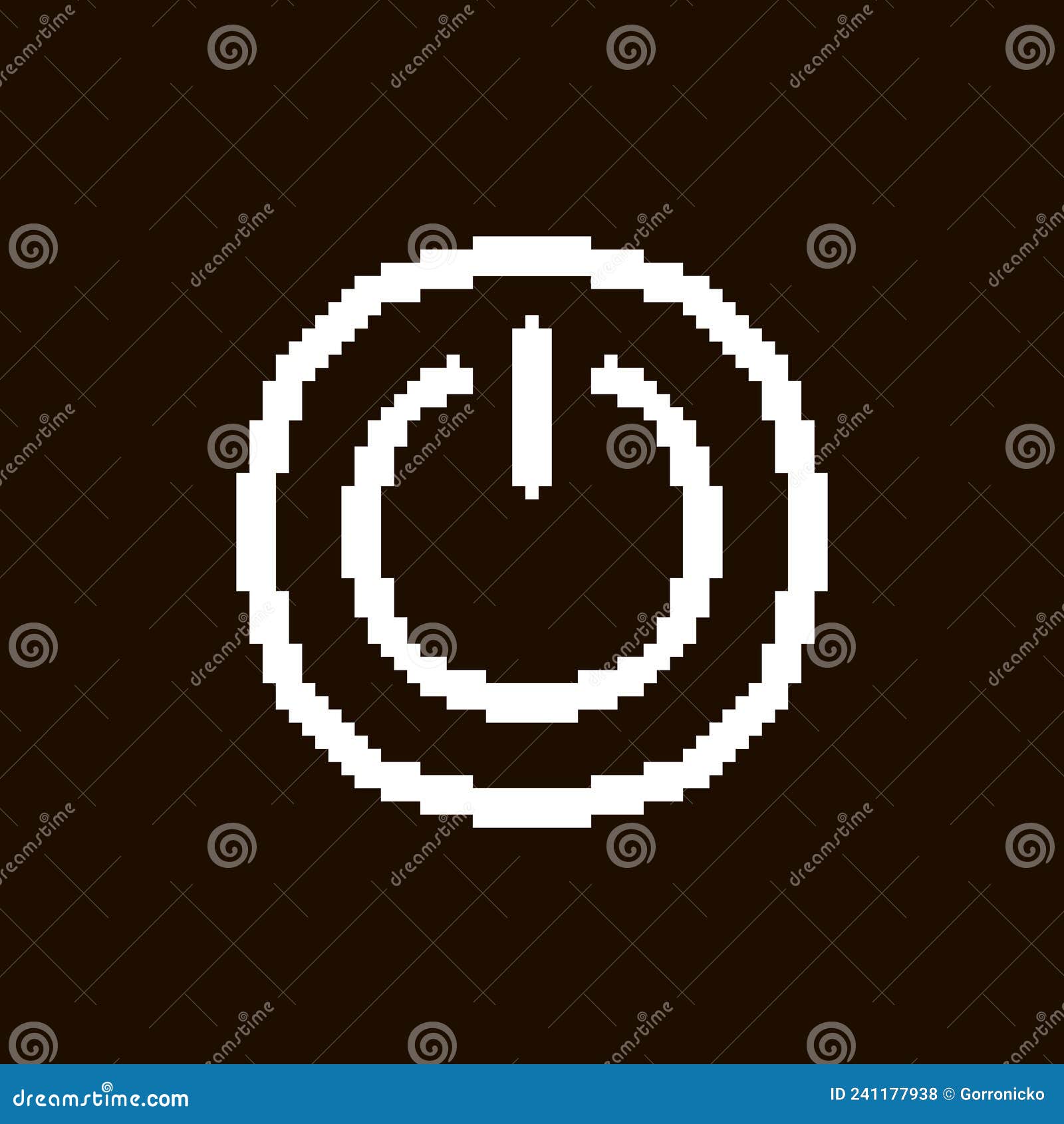 Simple Flat Pixel Art Illustration of White Icon Power on Button in ...