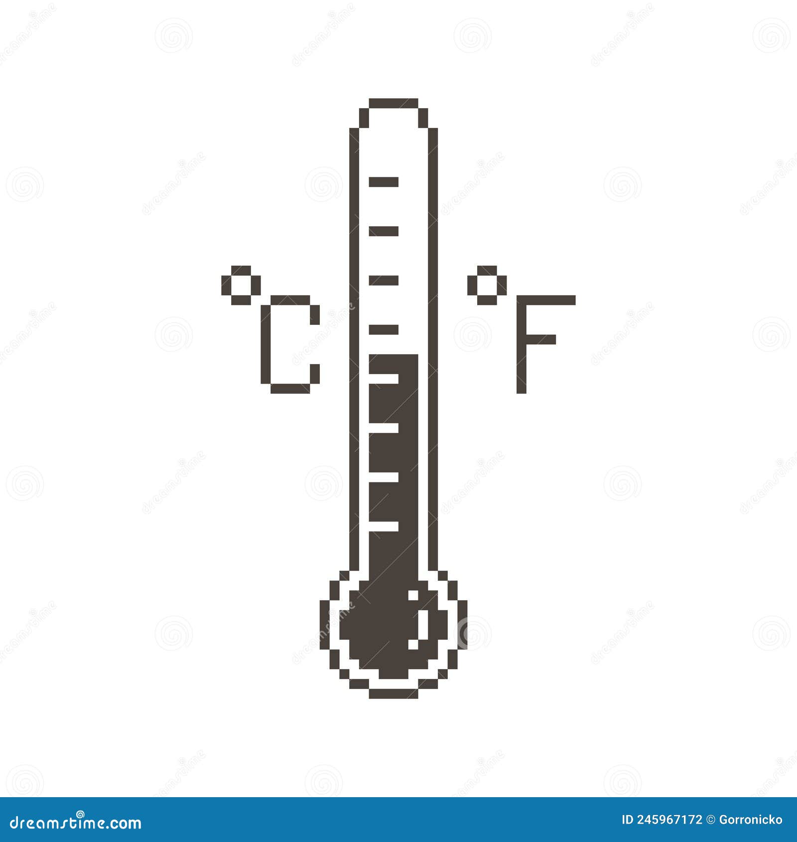 Simple Vector Flat Pixel Art Sign Of Thermometer With Scale And Celsius And Fahrenheit Icon ...