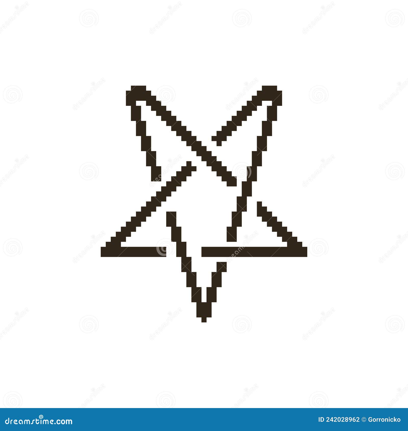 Simple Vector Flat Pixel Art Vector Illustration of Black Pentagram ...