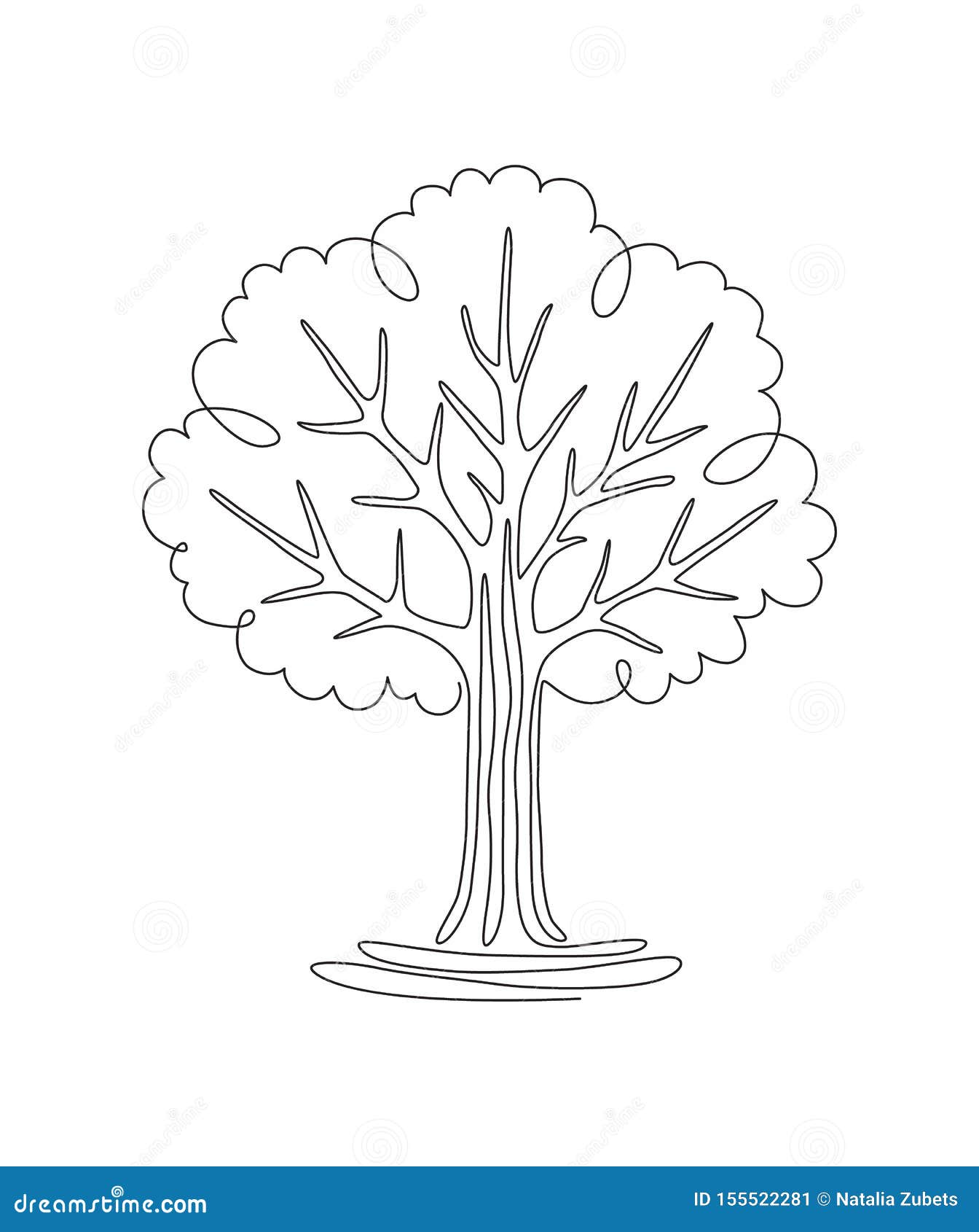 Tree one line stock vector. Illustration of childlike - 155522281