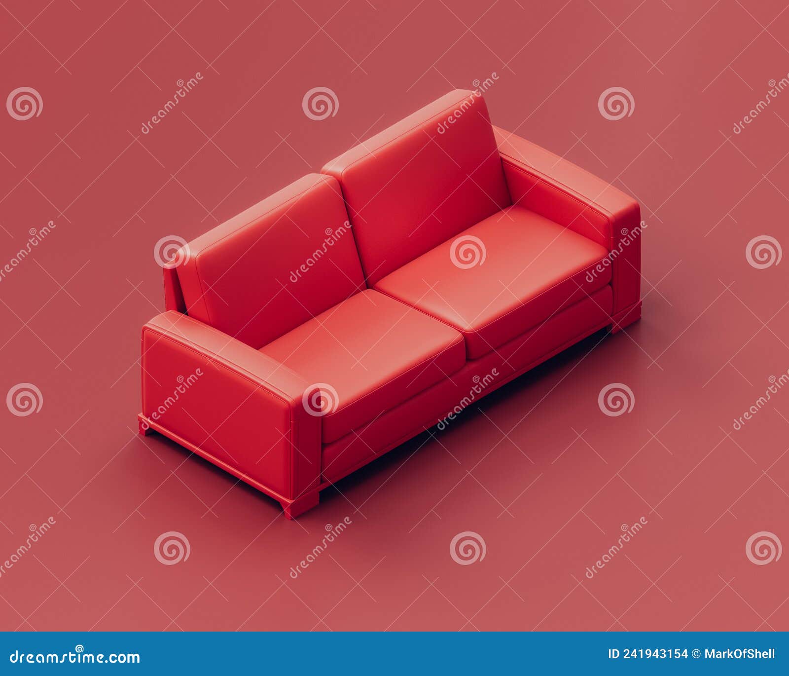Monochrome Single Color Red Sofa in Red Room, Isometric Single Red ...