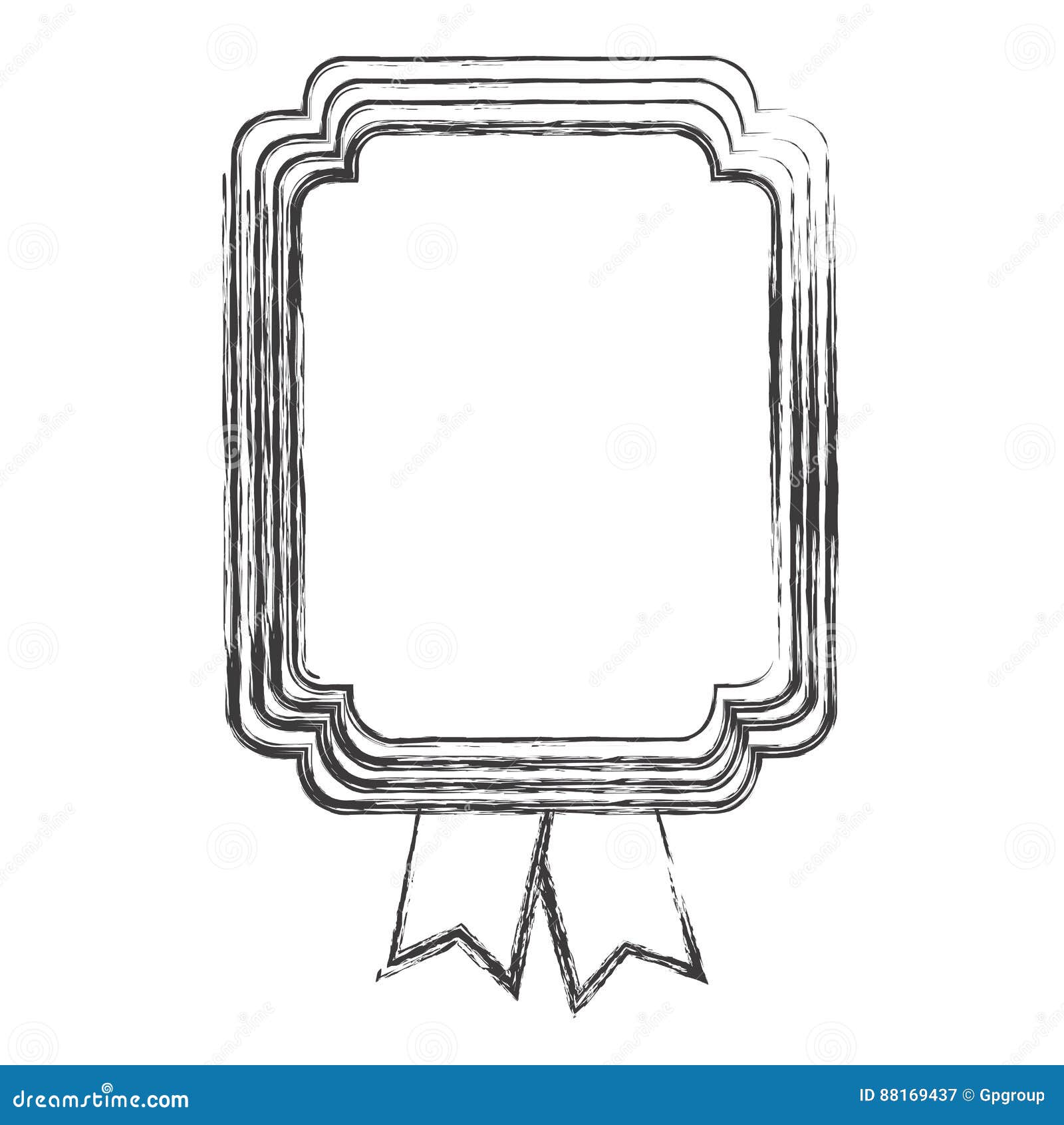 Monochrome Sketch of Rectangular Frame with Two Ribbons Stock ...