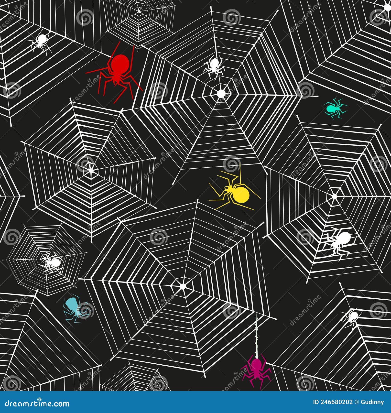 Spider Web Seamless Pattern. Vector Illustration Isolated On White ...