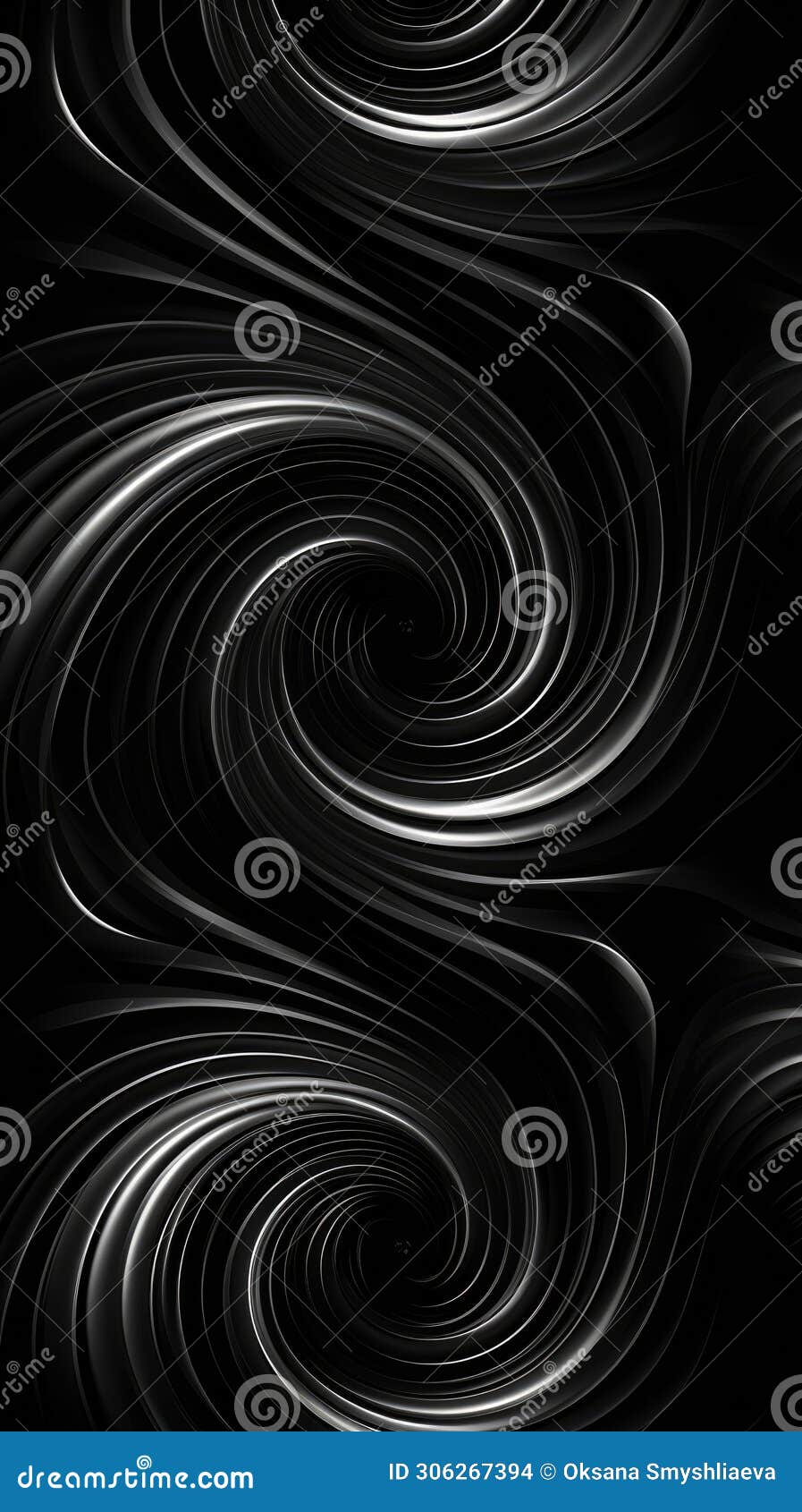 Monochrome Spiral Vortex. Black and White Spirals in a Vortex Pattern ...