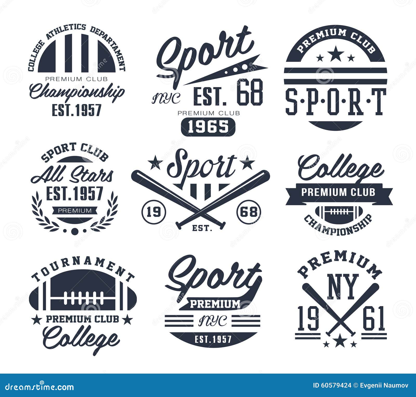 Monochrome Sport Emblems, Labels, Badges, Logos Stock Vector ...
