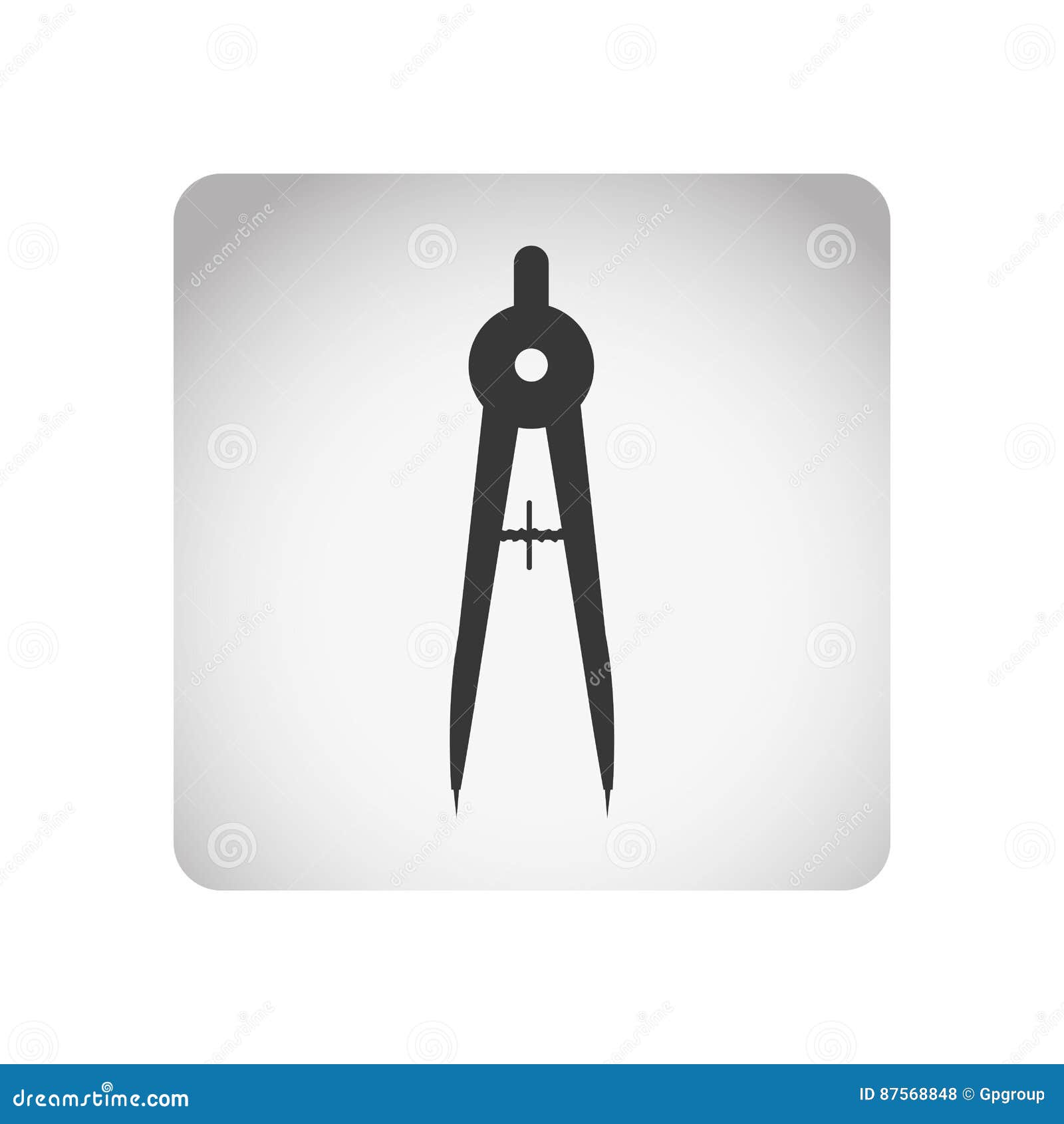 Monochrome Square Frame with Silhouette Compass School Tool Stock ...