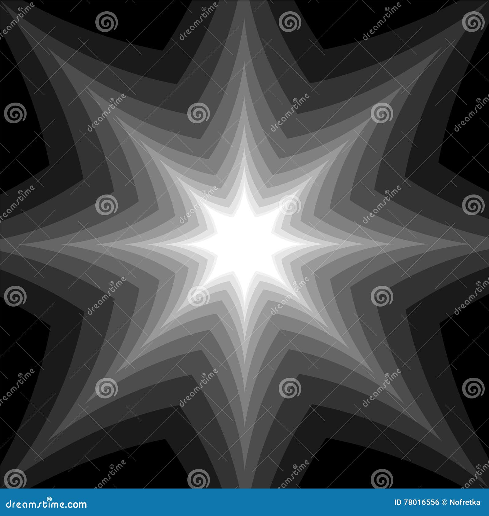 Monochrome Star Beaming from Dark To Light Tones. Visual Volume Effect ...