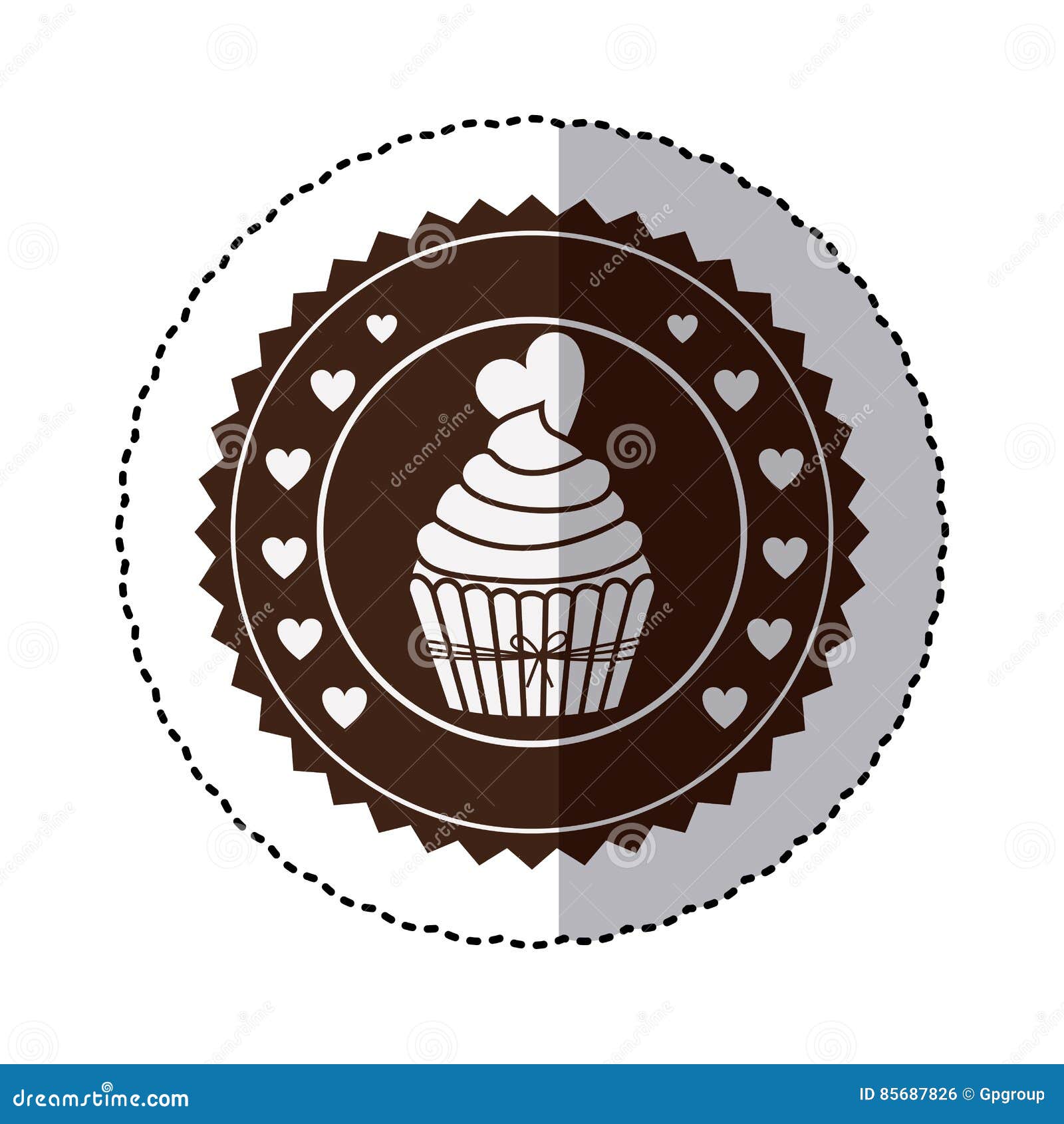 Cupcake With Heart Icon. Hand Drawn Doodle Style. Vector, Minimalism ...
