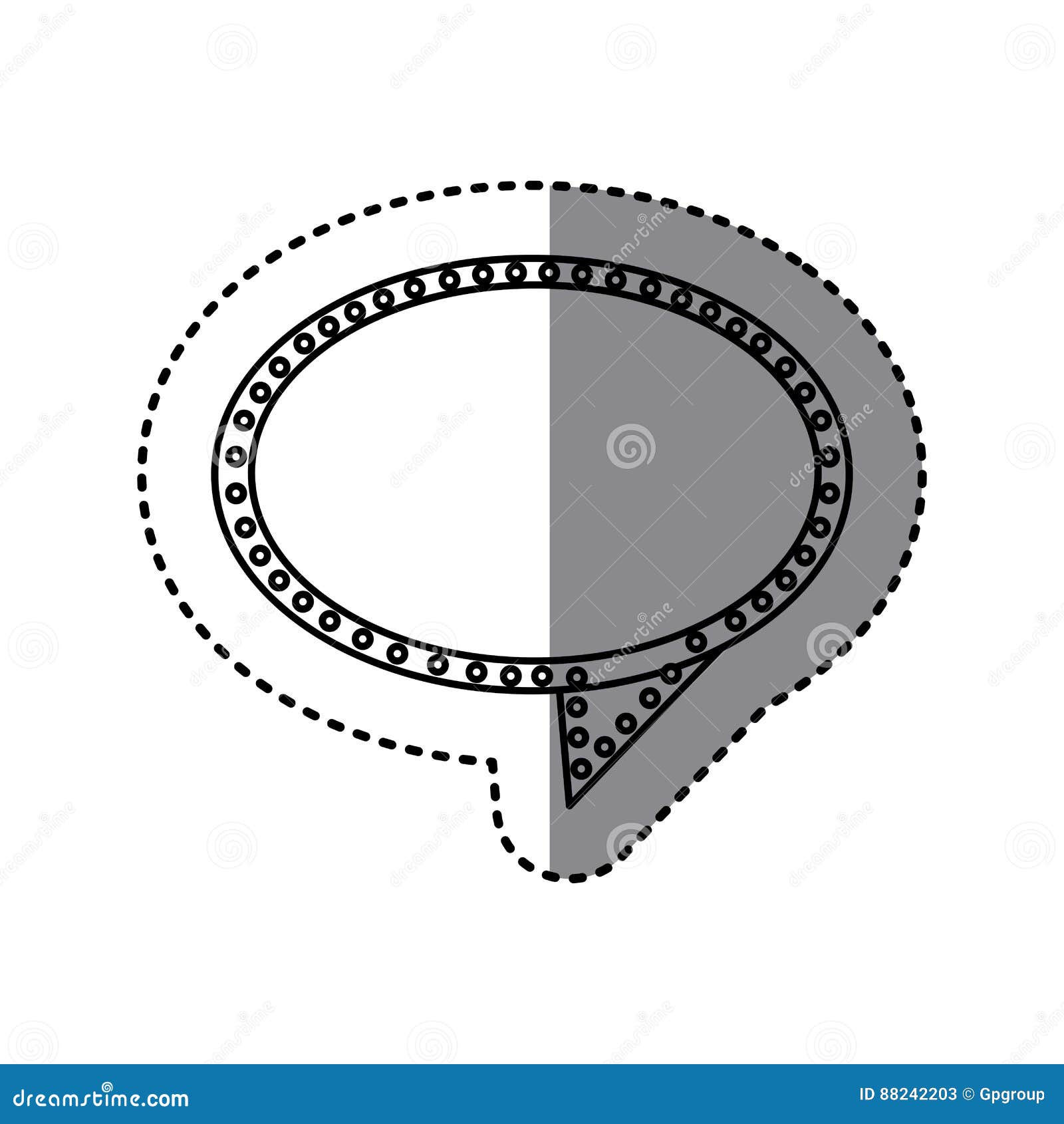 Monochrome Sticker of Oval Speech with Tail and Contour of Dots Stock ... Monochrome Sticker of Oval Speech with Tail and Contour of Dots Stock ...
