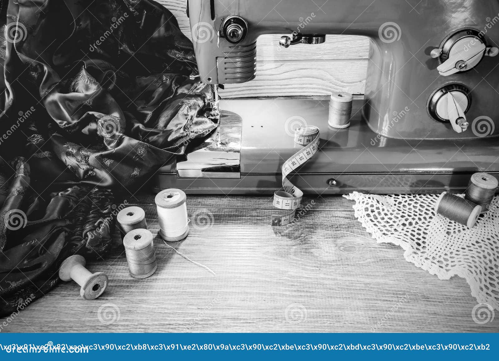 Monochrome Still Life with Vintage Sewing Machine Stock Photo - Image ...