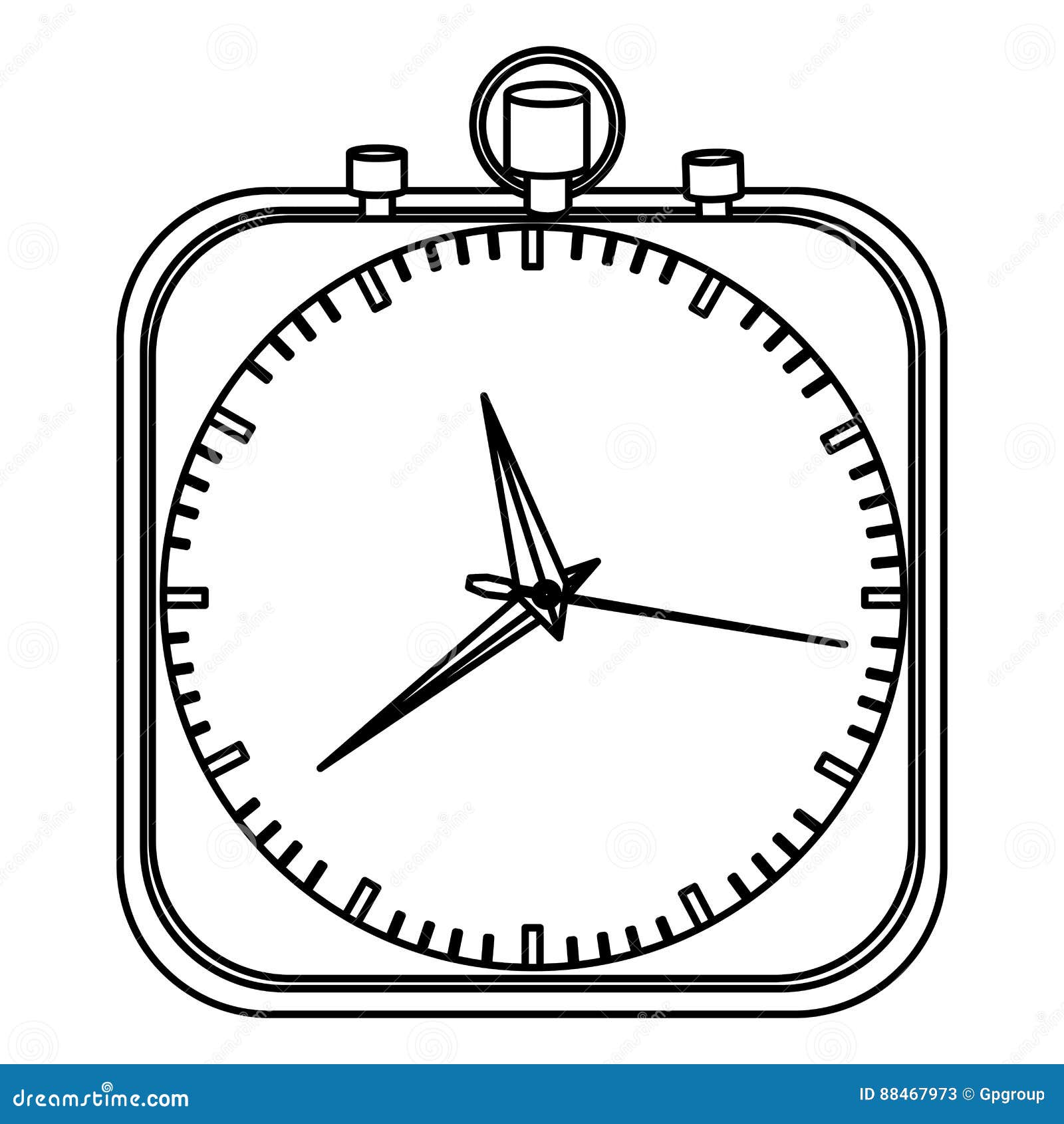 Monochrome Stopwatch in Shape Square Stock Illustration - Illustration ...