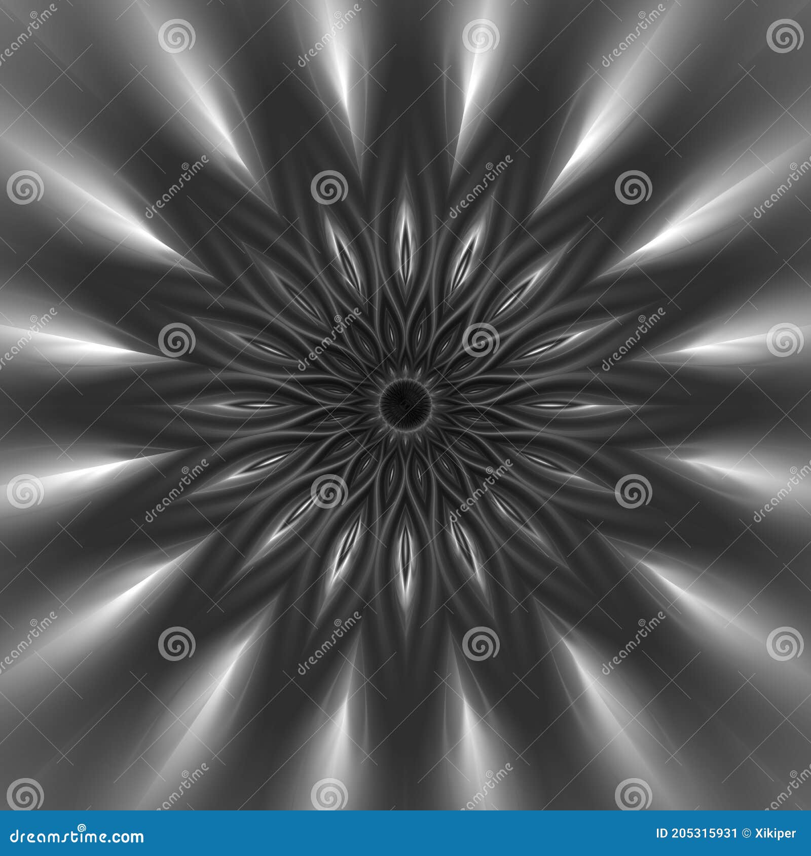 Monochrome Symmetrical Sun Shape Illustration Center of the Square ...