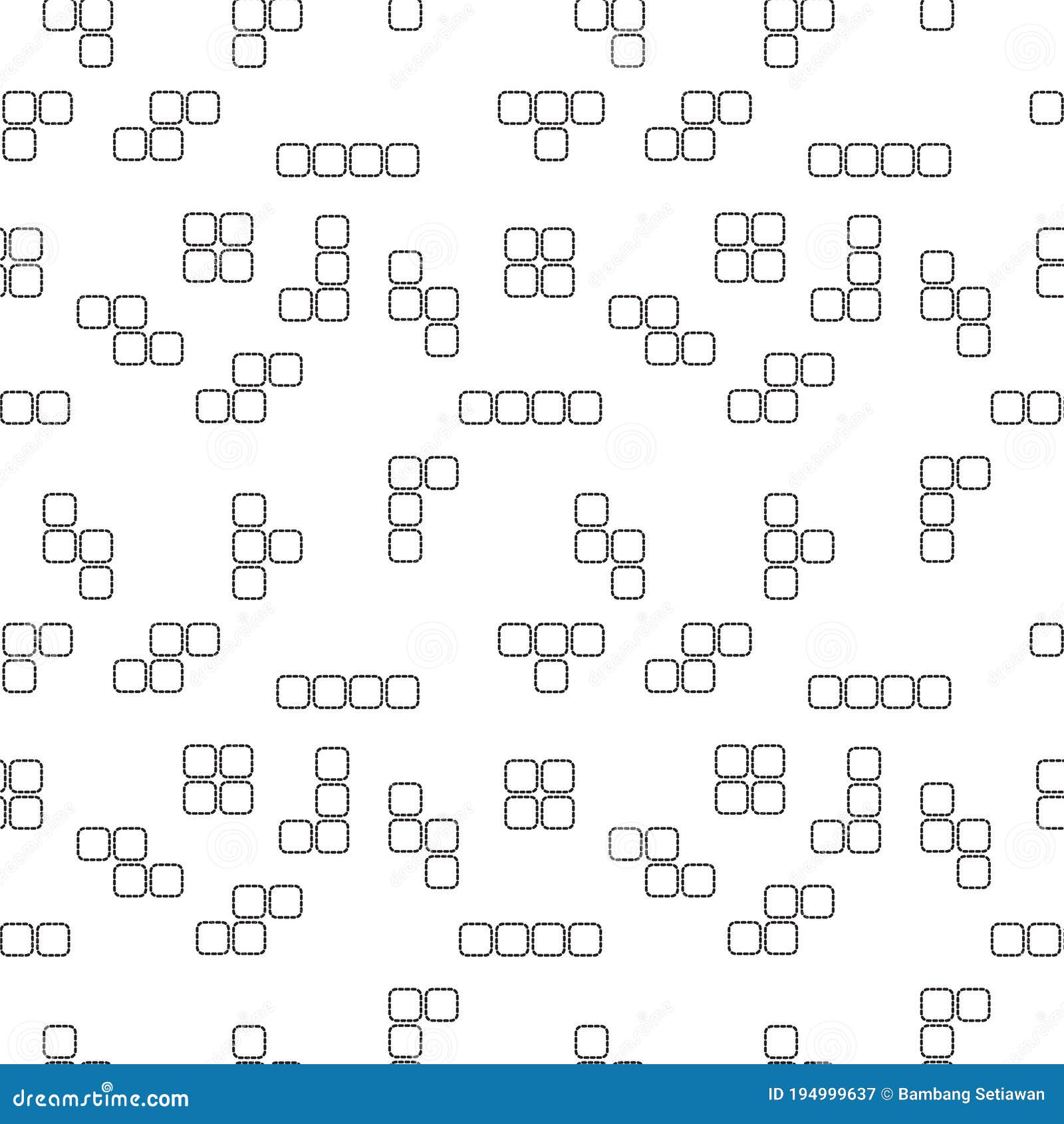 Monochrome Tetris Shape Vector Illustration. Dashed Outline Style ...