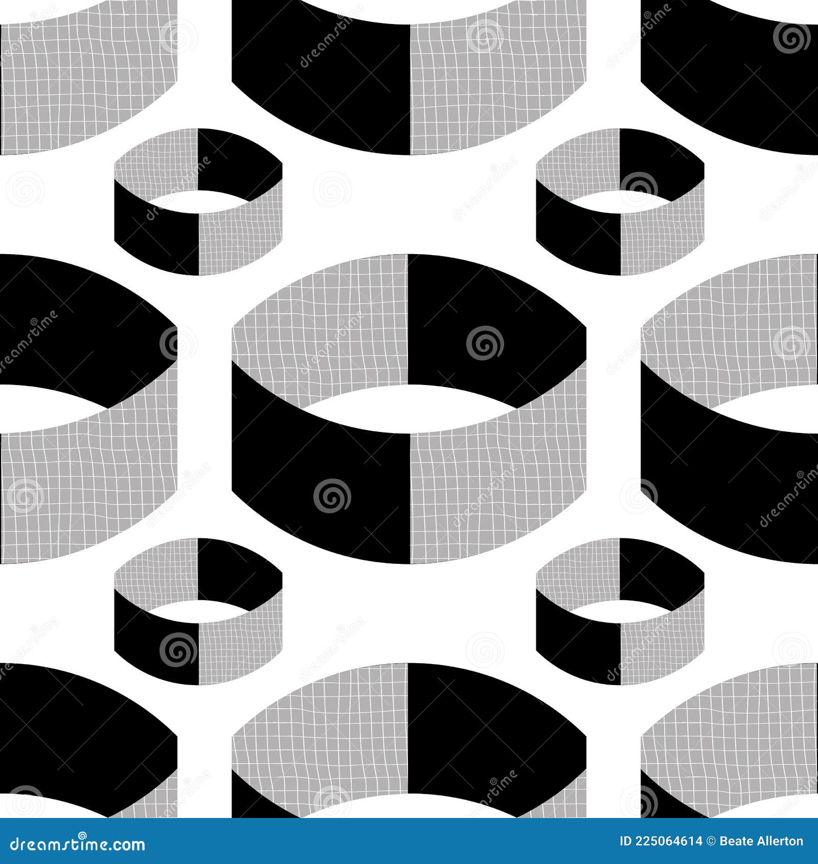 Monochrome Textured Vector 3D Cylinders. Seamless Pattern Background ...