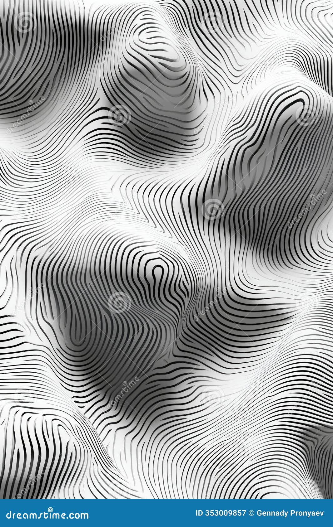 Monochrome Topographic Abstract Art with Wavy Contour Lines Stock Image ...