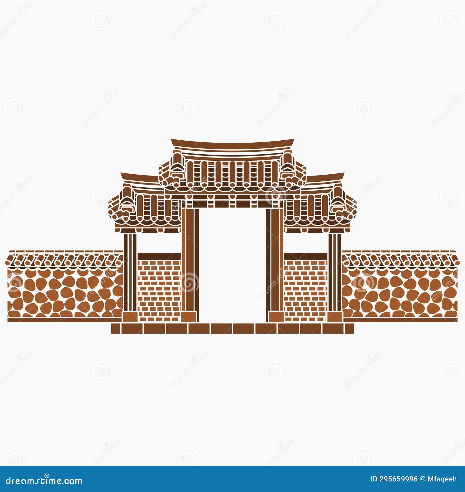 Monochrome Traditional Open Korean Hanok Gate Vector Illustration Stock ...