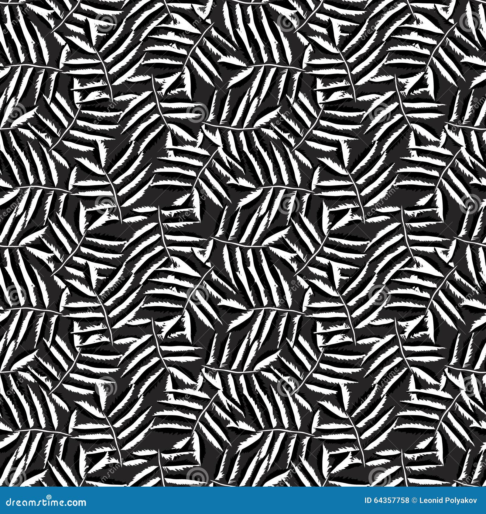 Monochrome Tree Leaves Beautiful Seamless Pattern Stock Vector ...