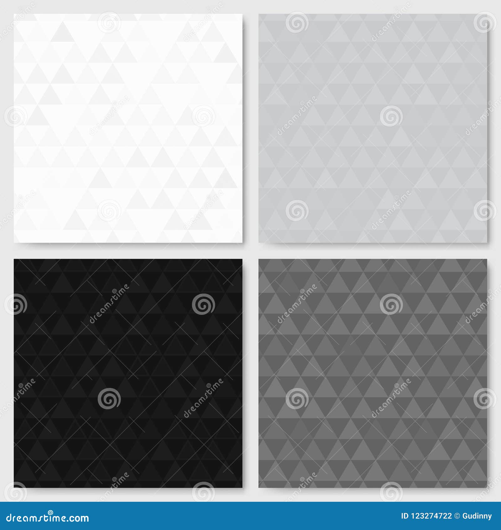 Monochrome Triangle Patterns Set Stock Vector - Illustration of grid ...