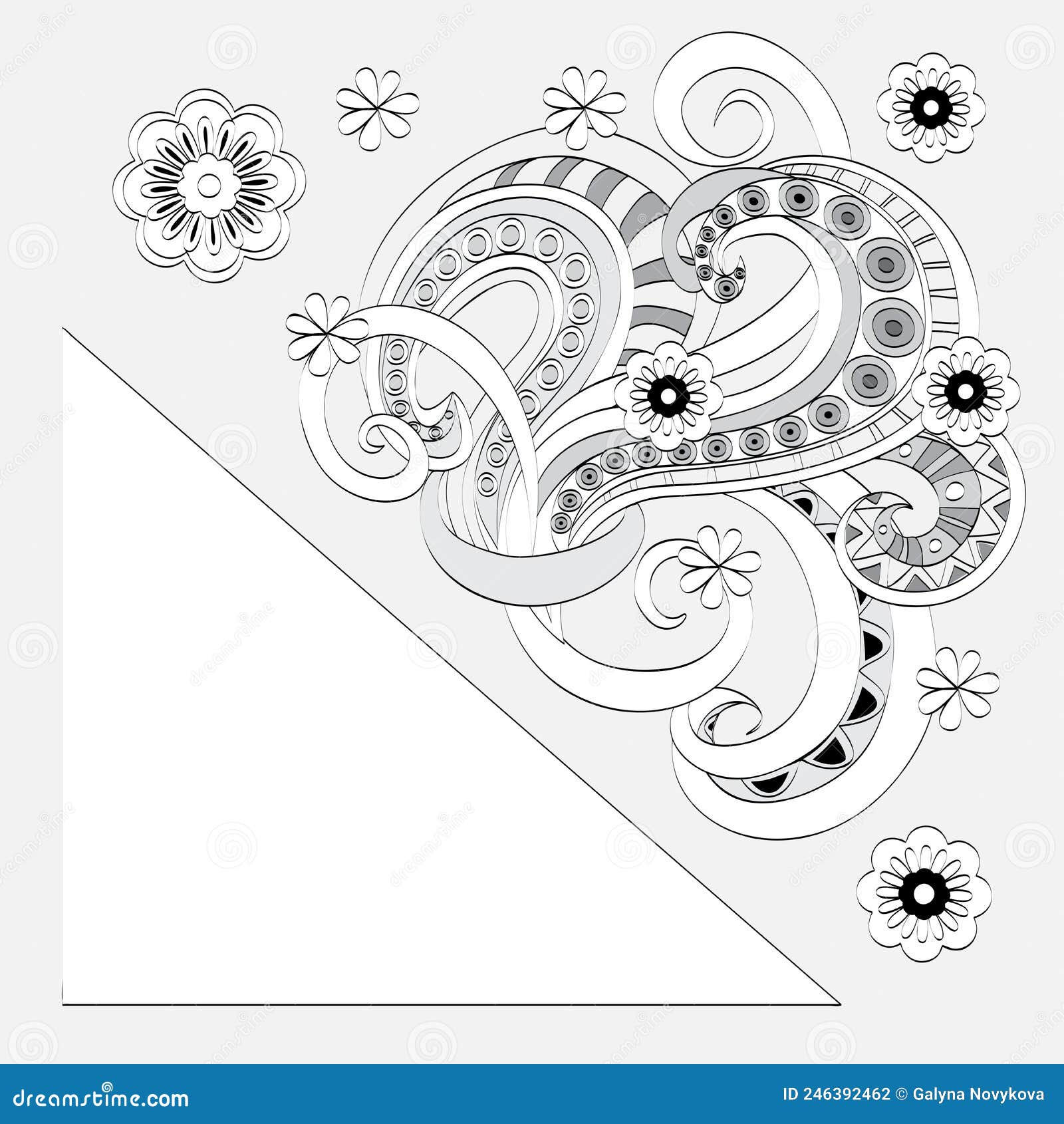 Monochrome Triangular Frame with Abstract Shapes Stock Vector ...