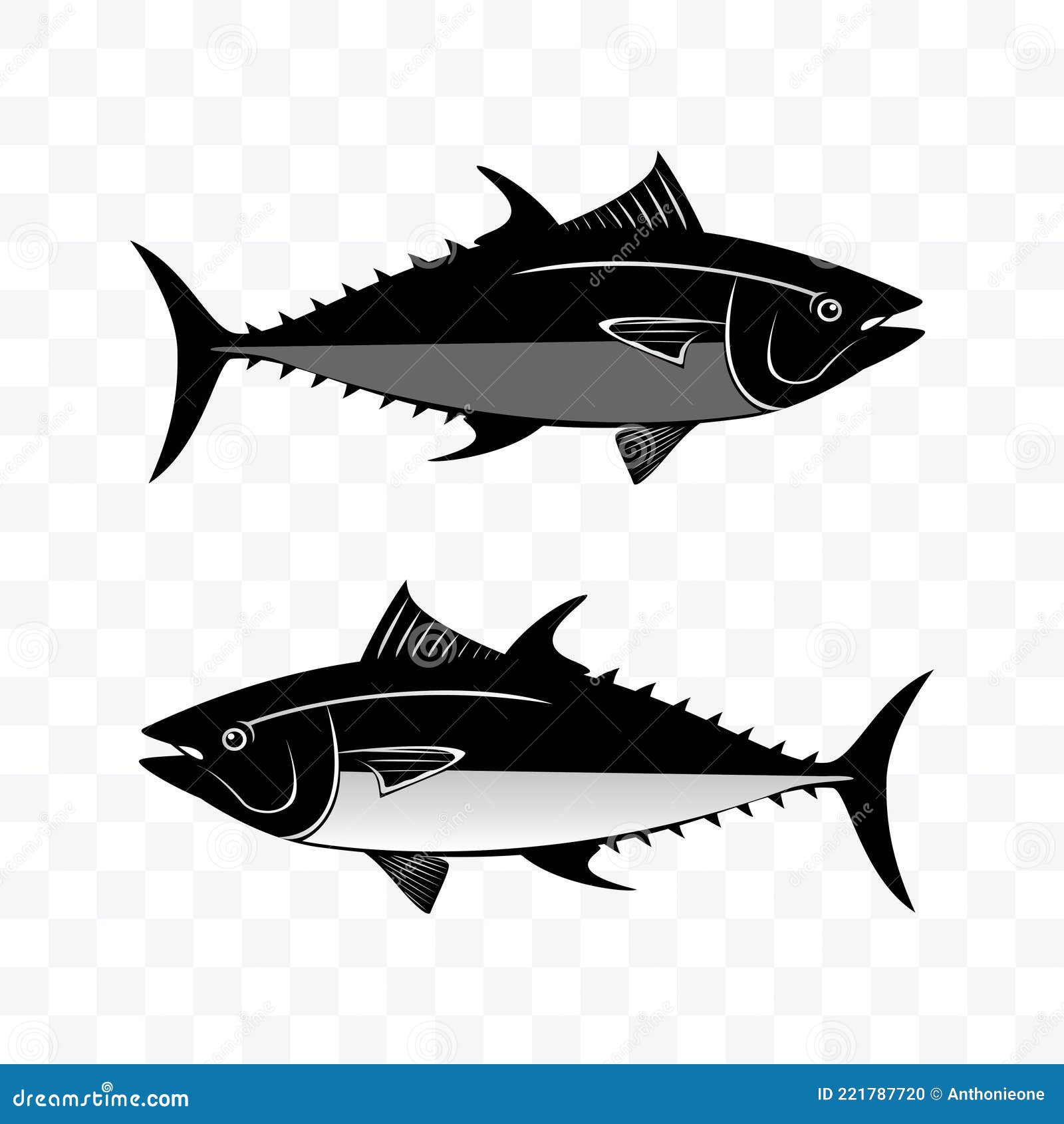 Monochrome Tuna Fish Set Vector Illustration Stock Vector ...