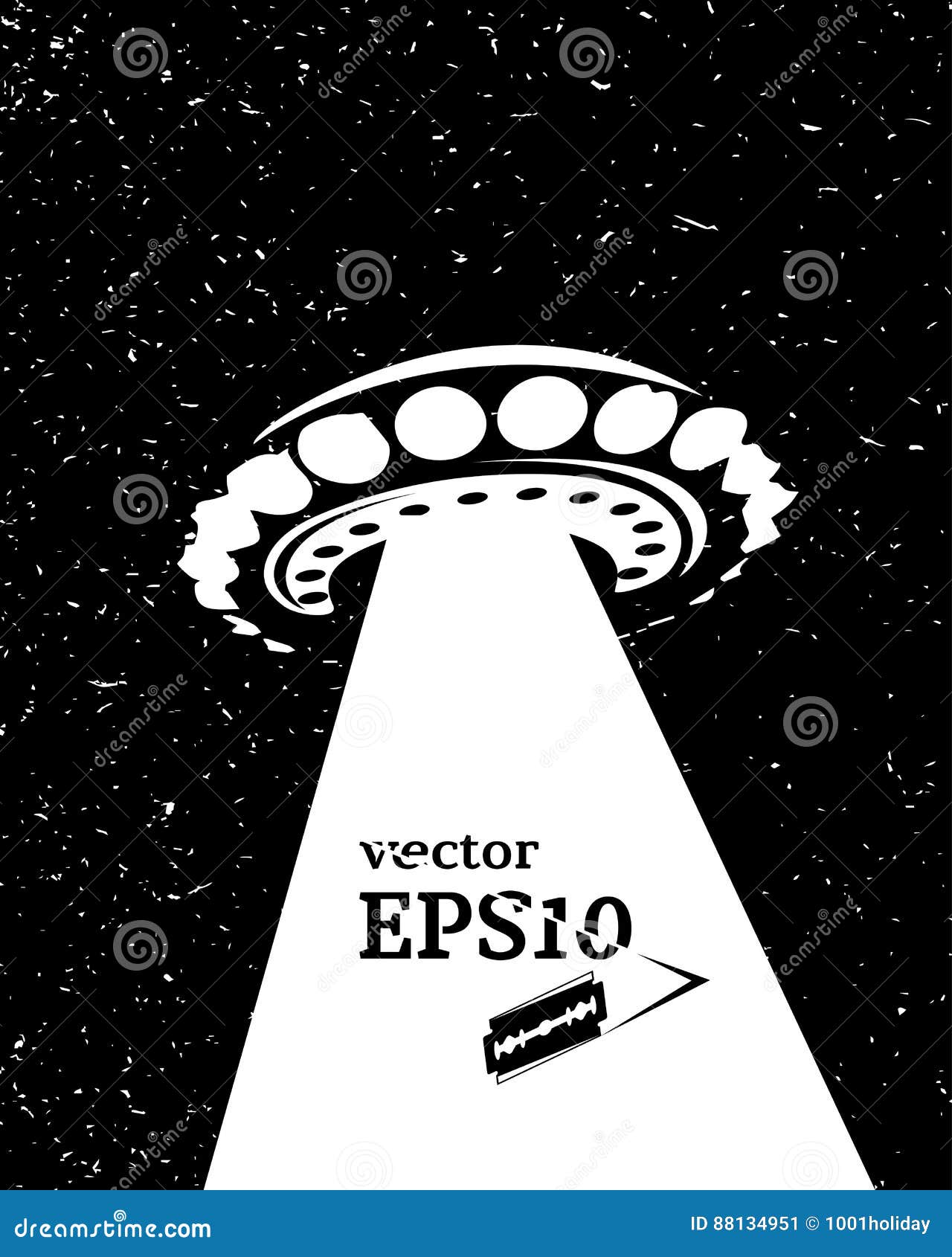 Monochrome UFO invasion stock vector. Illustration of future - 88134951