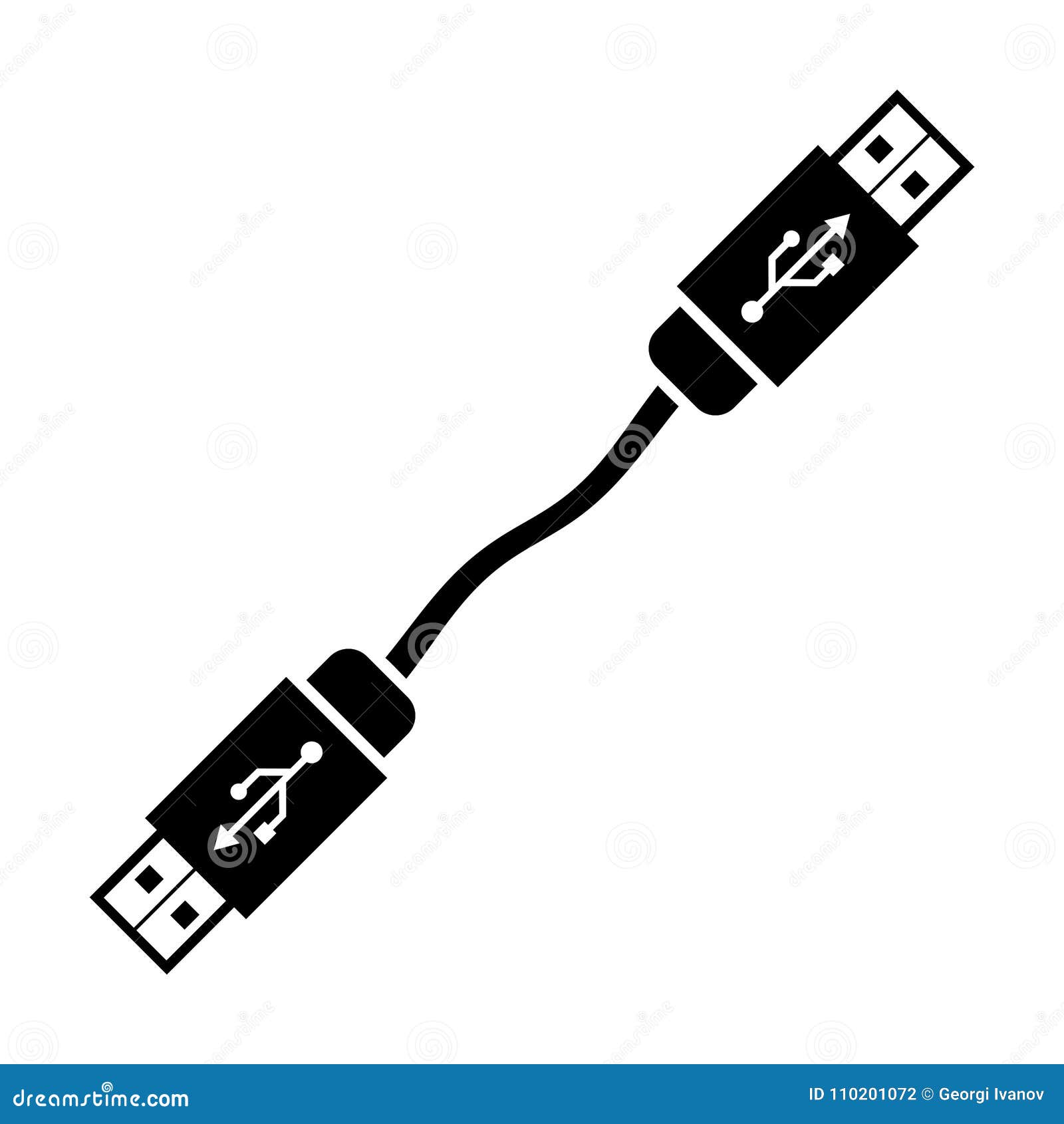 Monochrome USB Cable. Double-sided Stock Vector - Illustration of ...