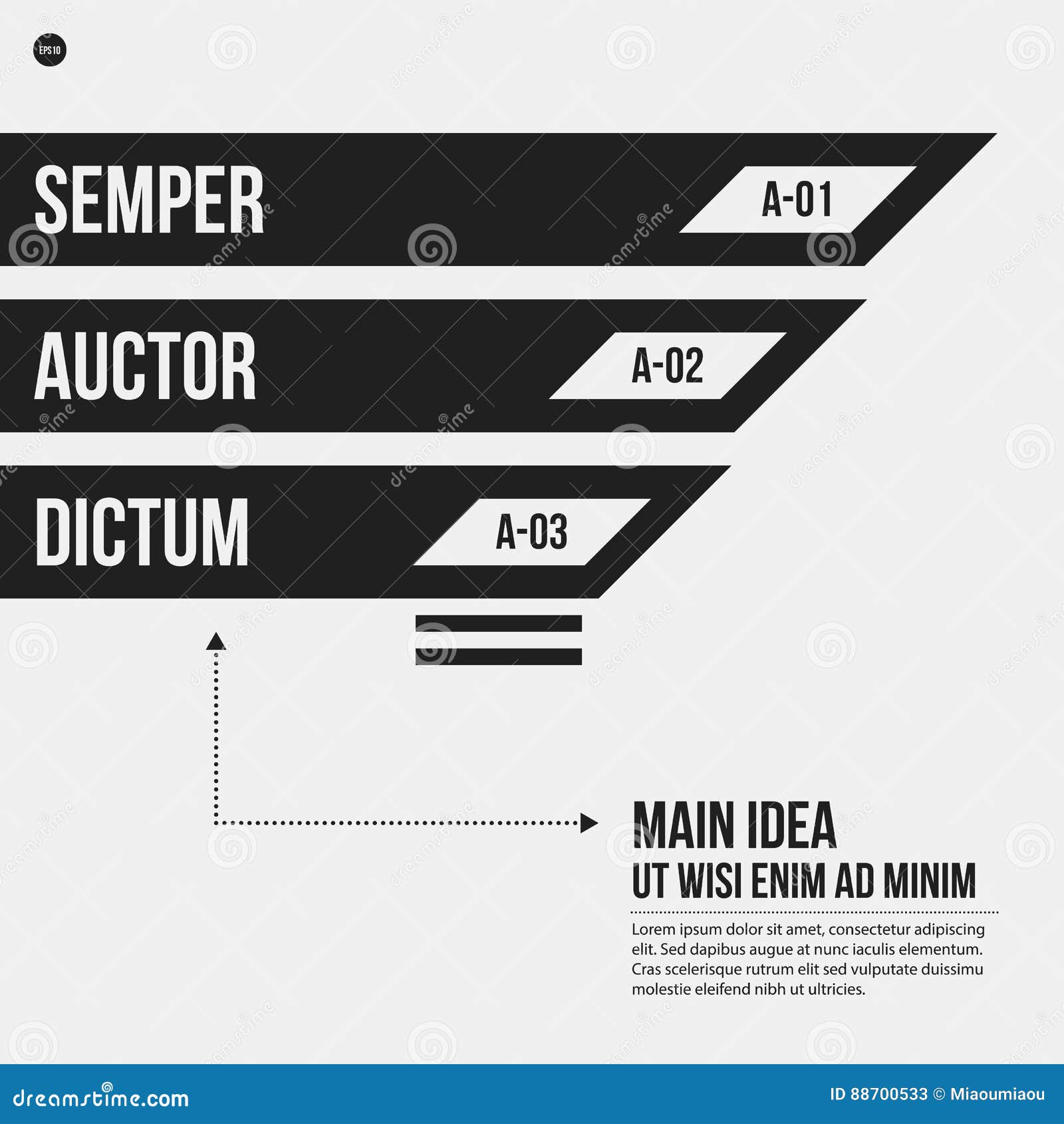 Monochrome Vector Chart Template in Strict Style Stock Vector ...
