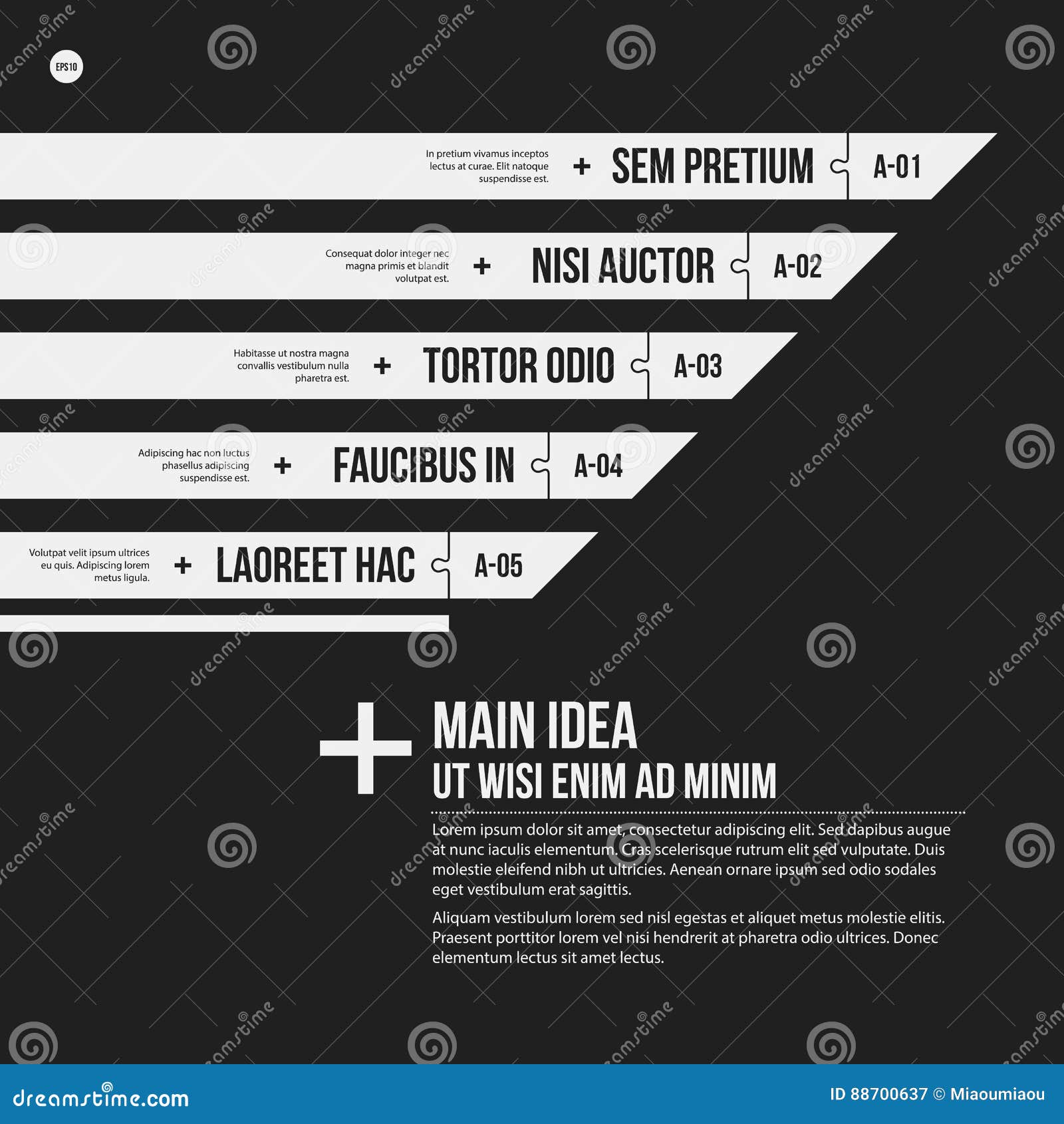 Monochrome Vector Chart Template in Strict Style Stock Vector ...