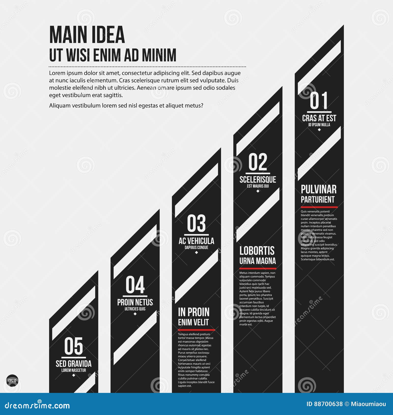 Monochrome Vector Chart Template in Strict Style Stock Vector ...