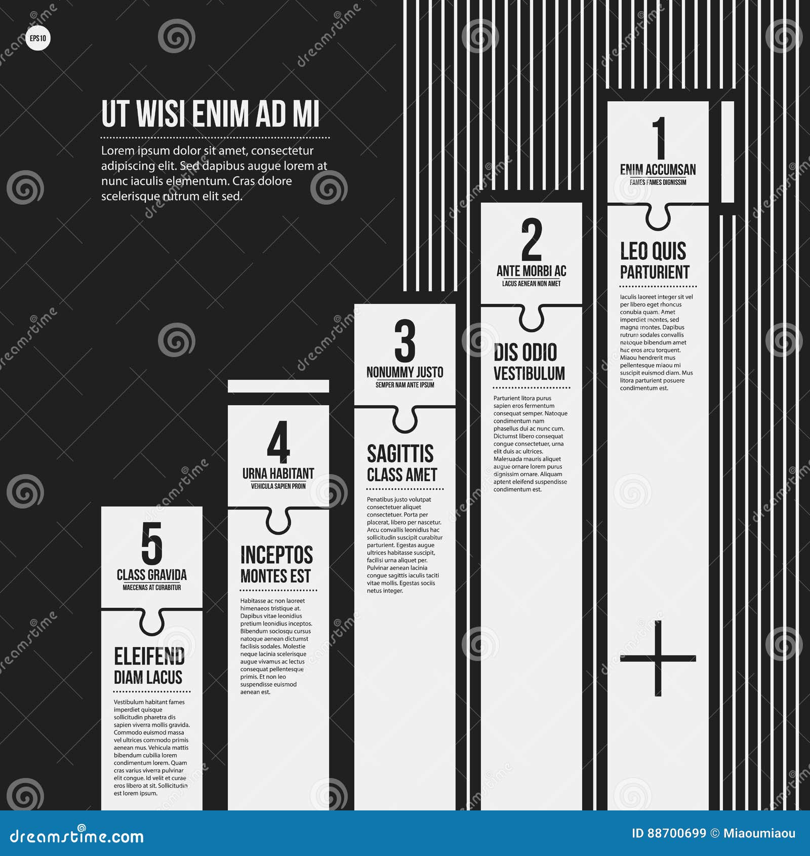 Monochrome Vector Chart Template in Strict Style Stock Vector ...
