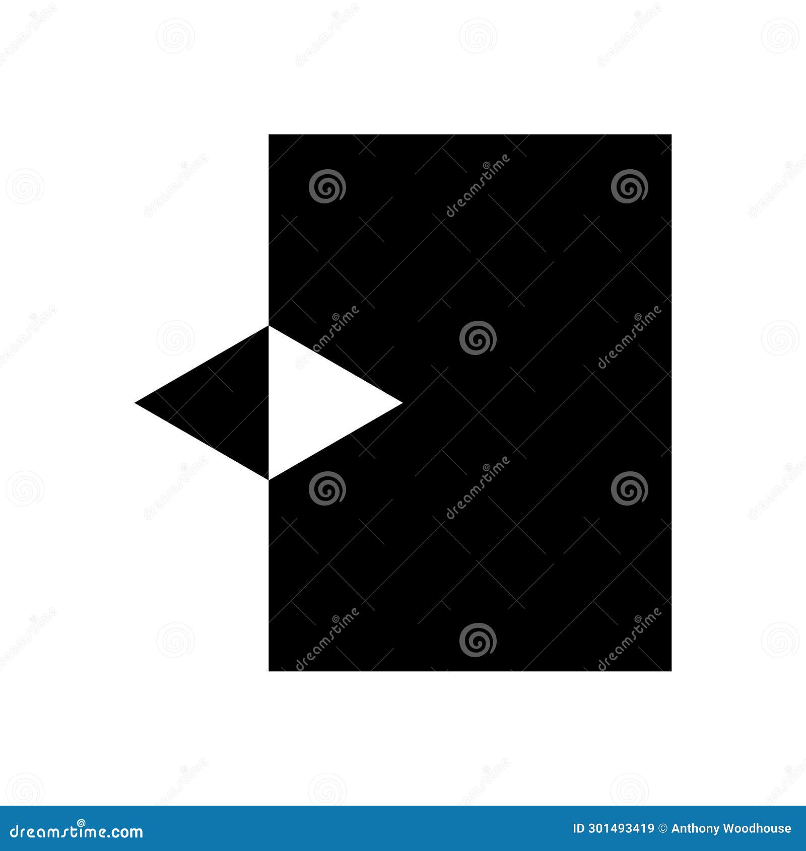 Monochrome Vector Graphic of a Black Rectangle with a Triangular ...