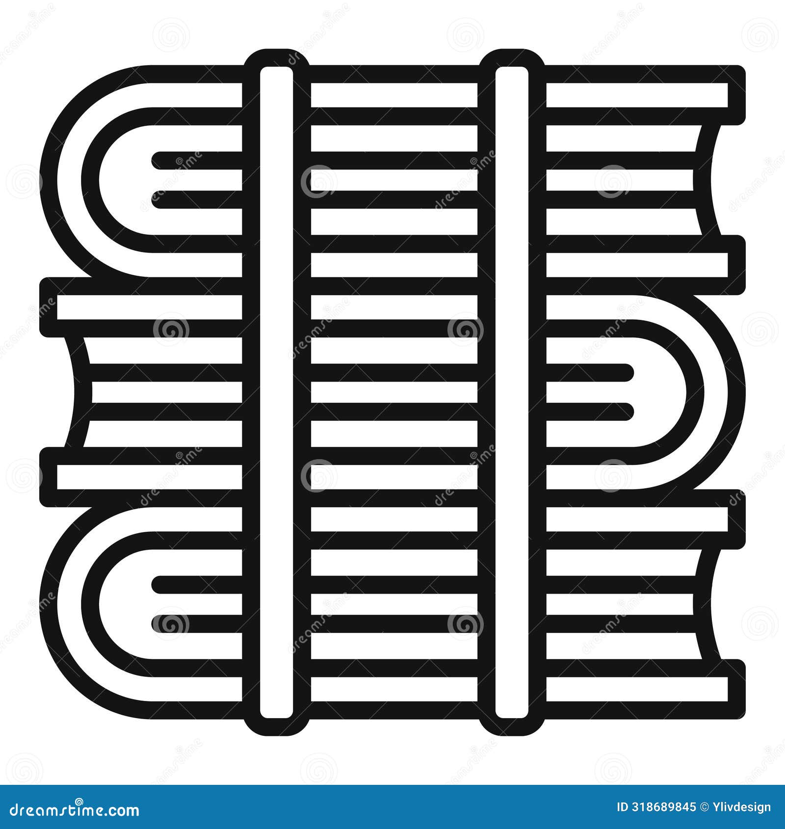 Black and White Vector Illustration of Stacked Books Icon for Graphic ...