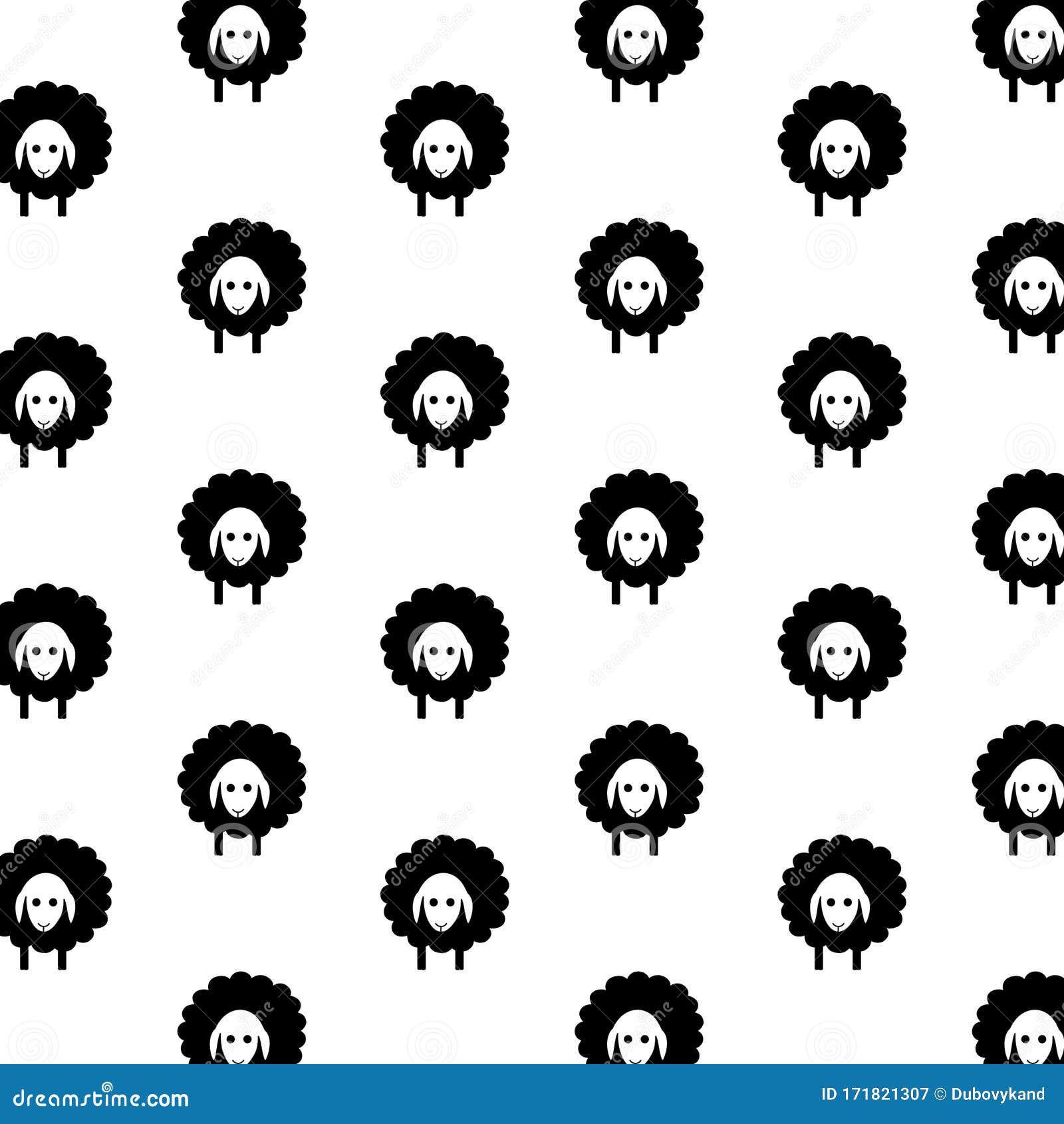 Monochrome Vector Pattern with Sheep Icons. Flat Design Stock Vector ...