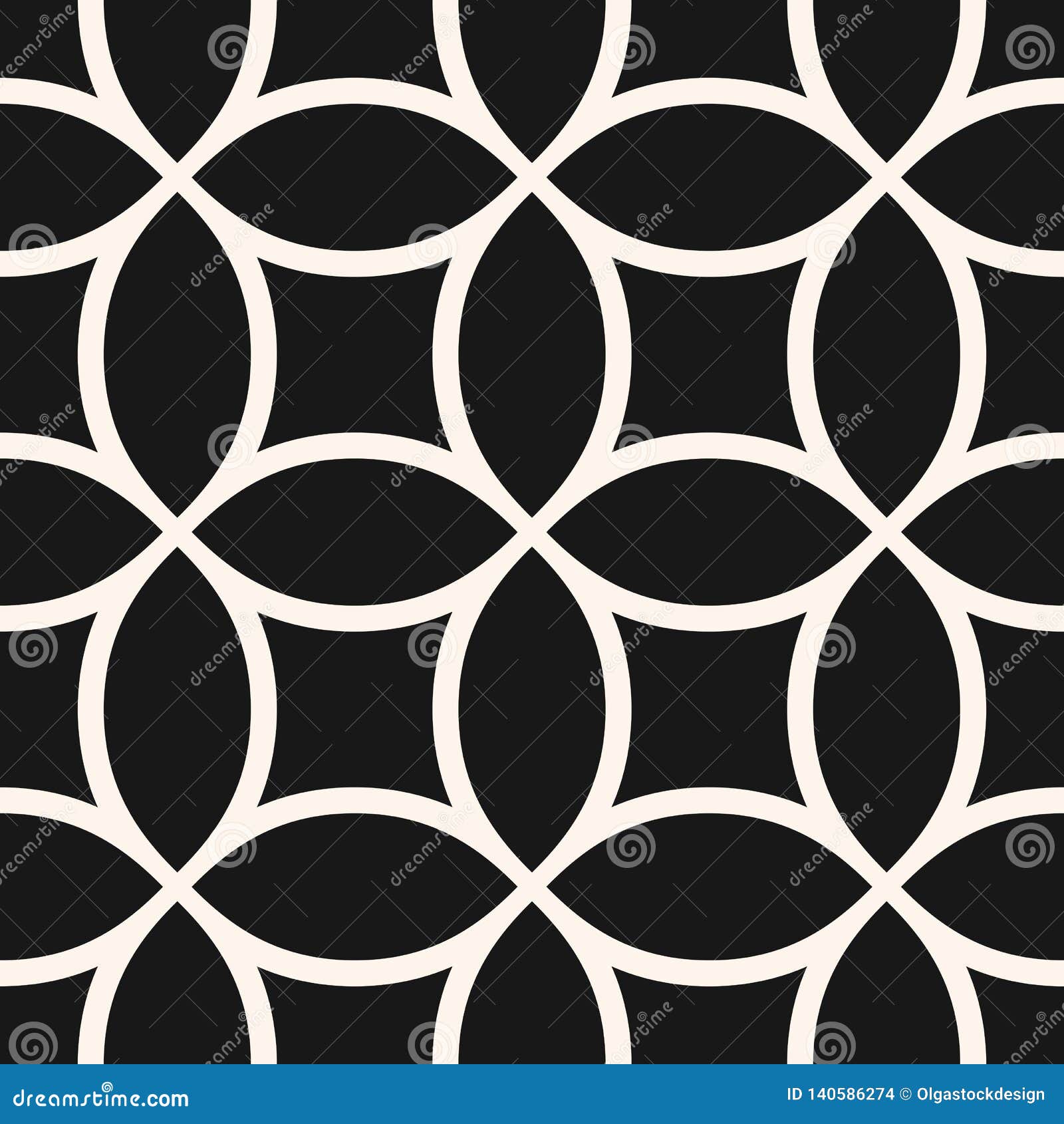Monochrome Vector Seamless Pattern with Circular Mesh, Grid, Net, Lattice Stock Vector ...