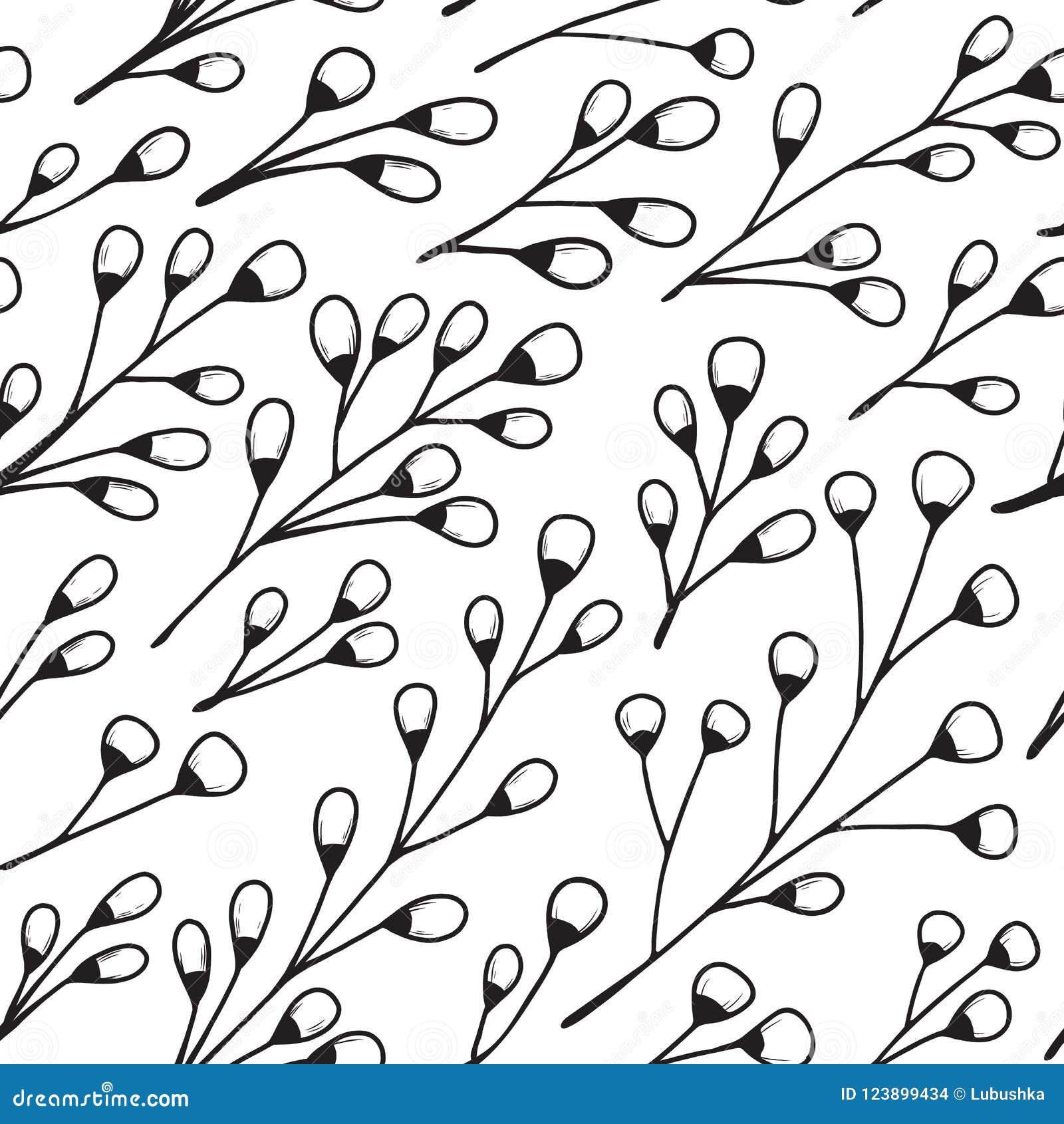 Seamless plant pattern. stock vector. Illustration of drawn - 123899434