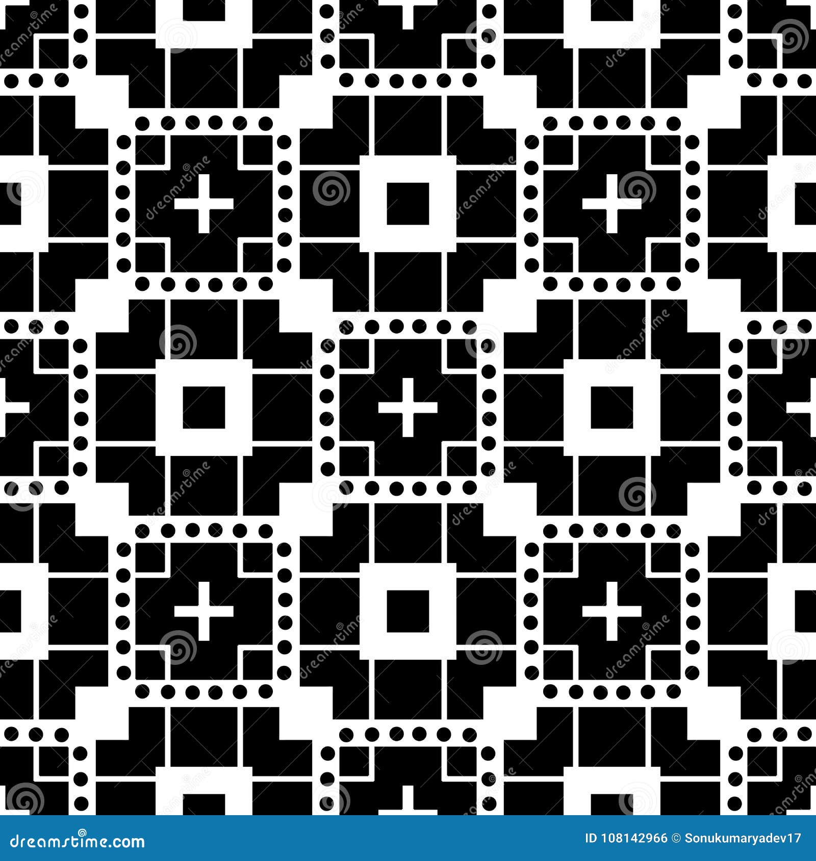 Monochrome Vector Seamless Repeted Pattern Design Stock Vector ...
