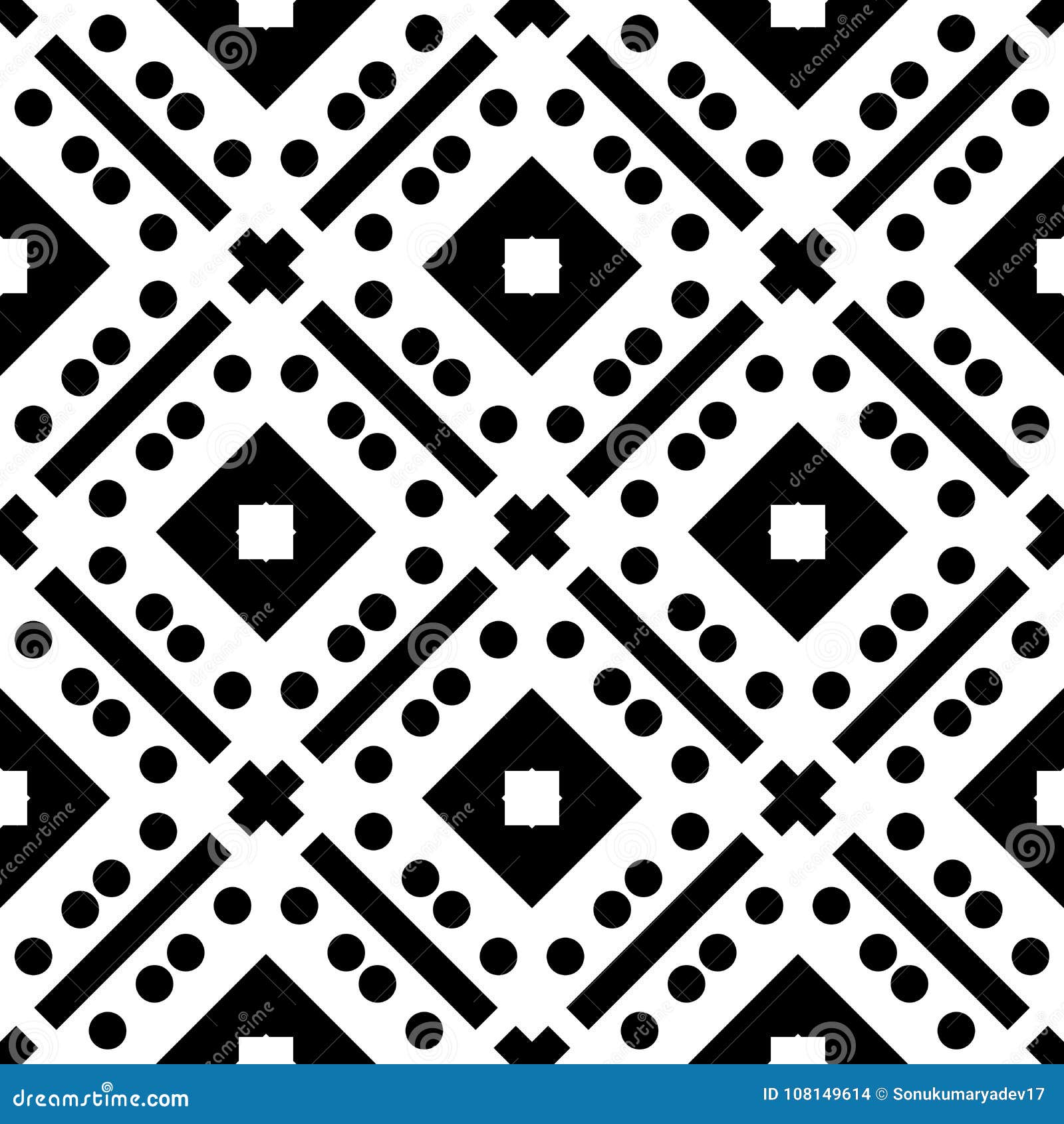 Monochrome Vector Seamless Repeted Pattern Design Stock Vector ...
