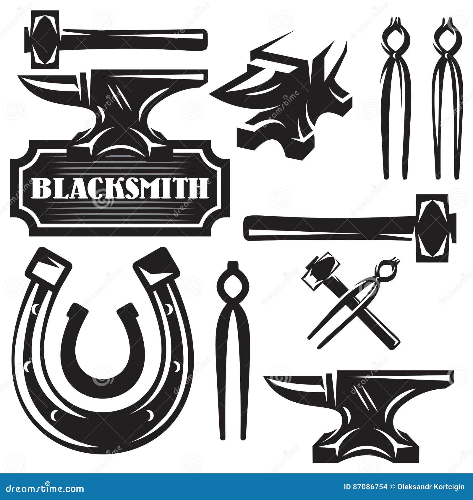 Blacksmithing Emblem. Logo For Smithy. Wrought Iron. Hammer And Vector ...