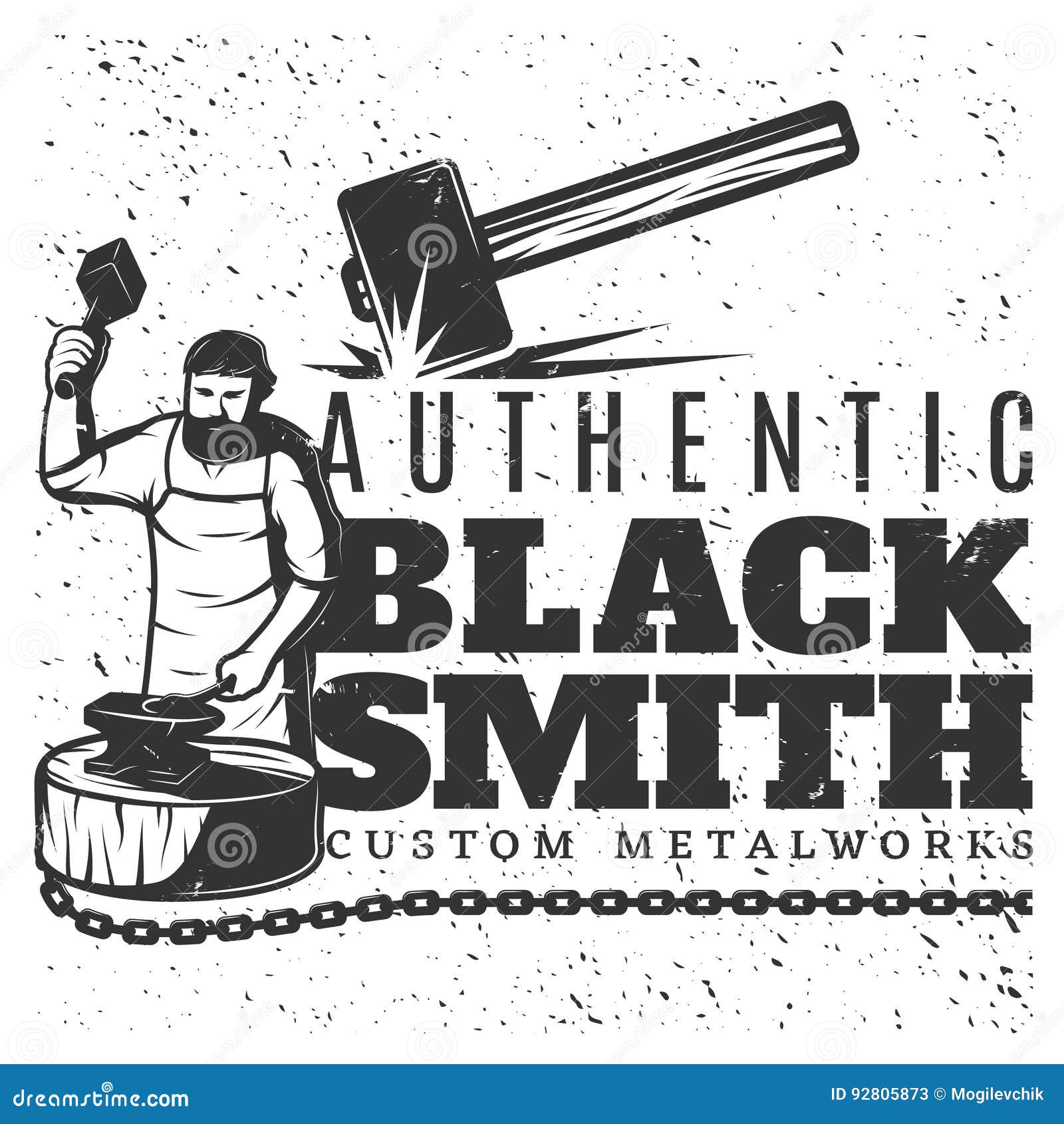 Monochrome Vintage Blacksmith Template Stock Vector - Illustration of ...
