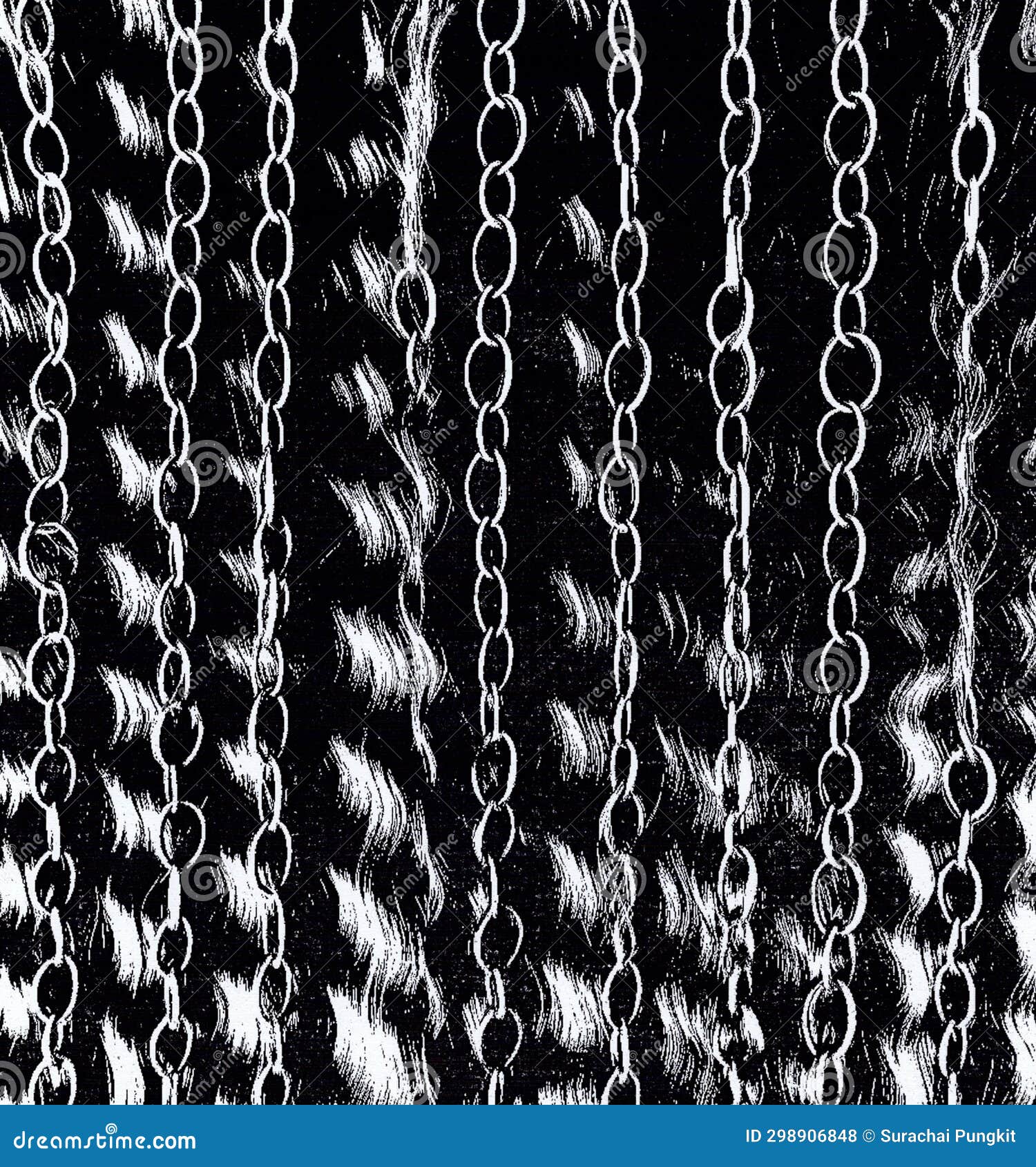 Monochrome Wave Pattern with Interwoven Chains on Black Background ...