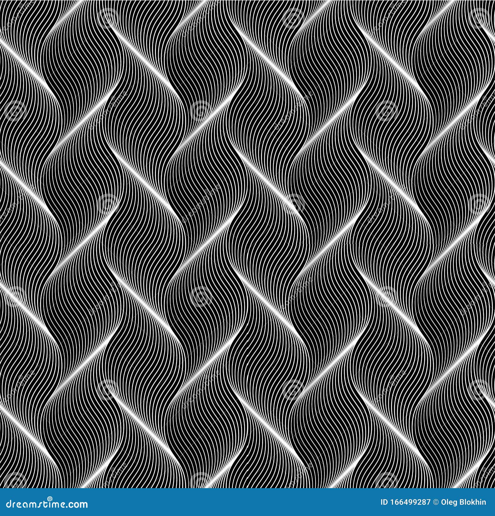 Monochrome Waves Seamless Pattern. Weave Braids Texture on Dark ...