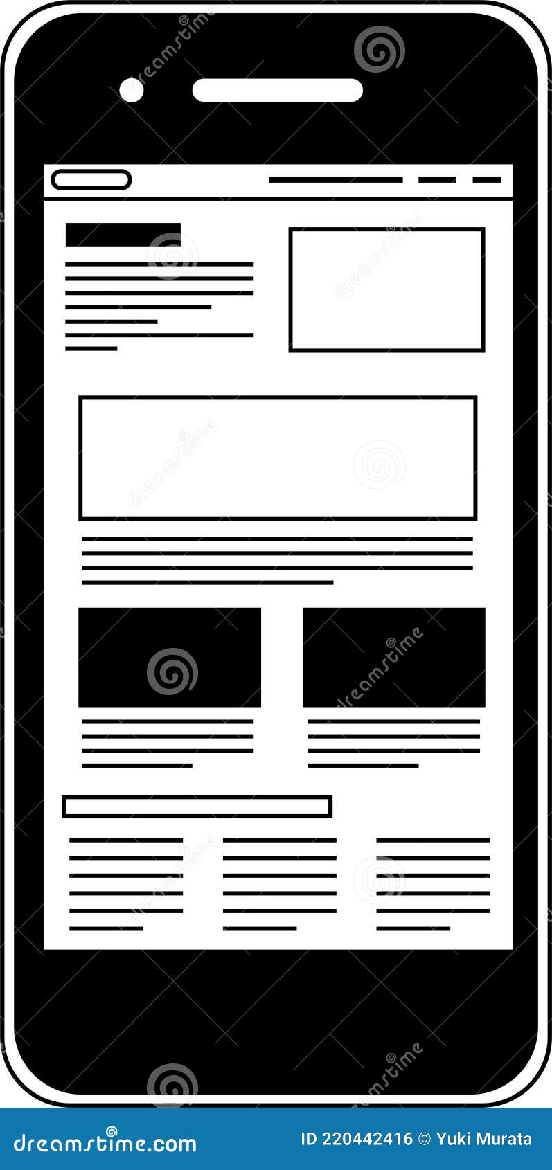 Monochrome Web Screen Viewed on a Smartphone Stock Vector ...