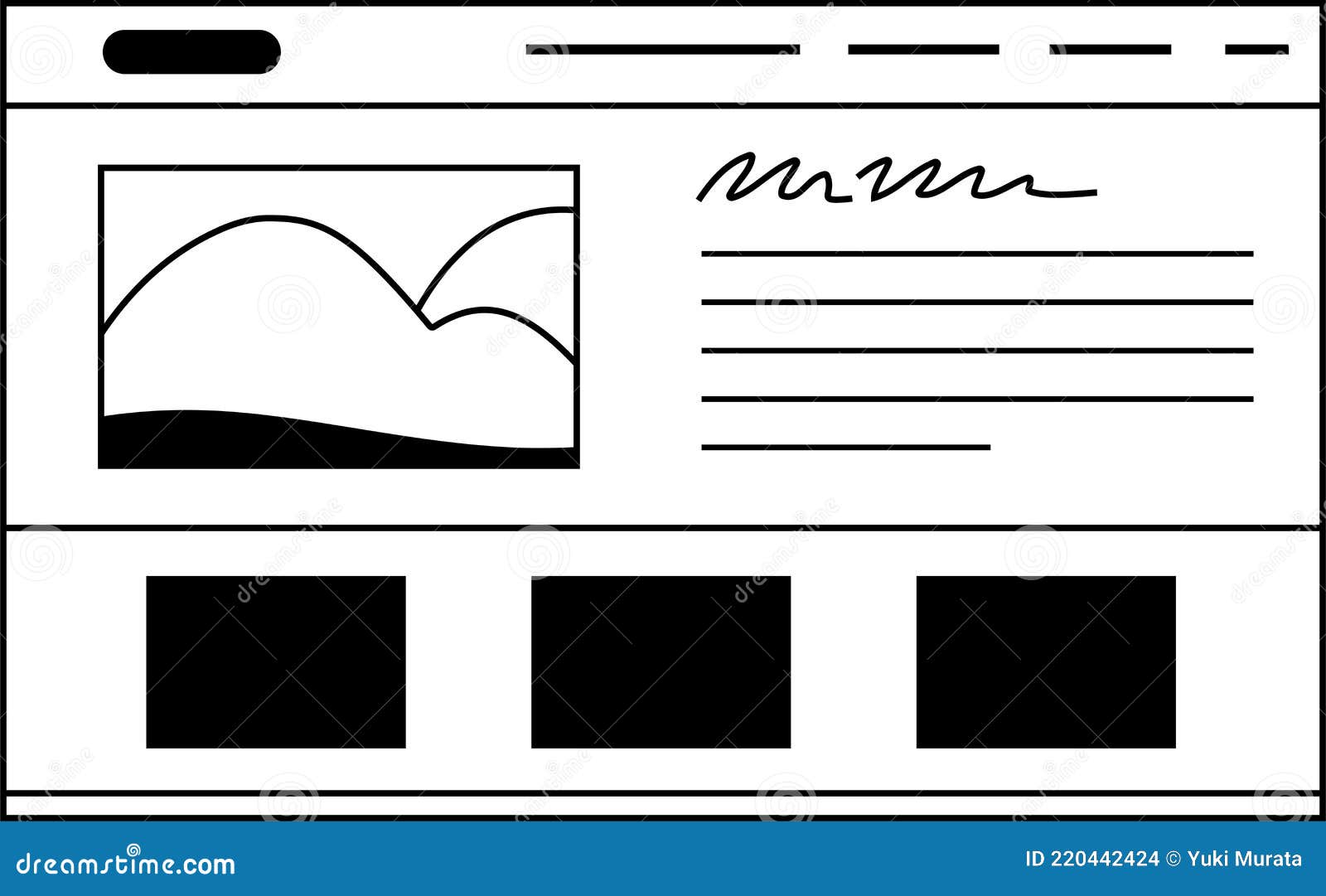 Monochrome Website Screen View Stock Vector - Illustration of designer ...