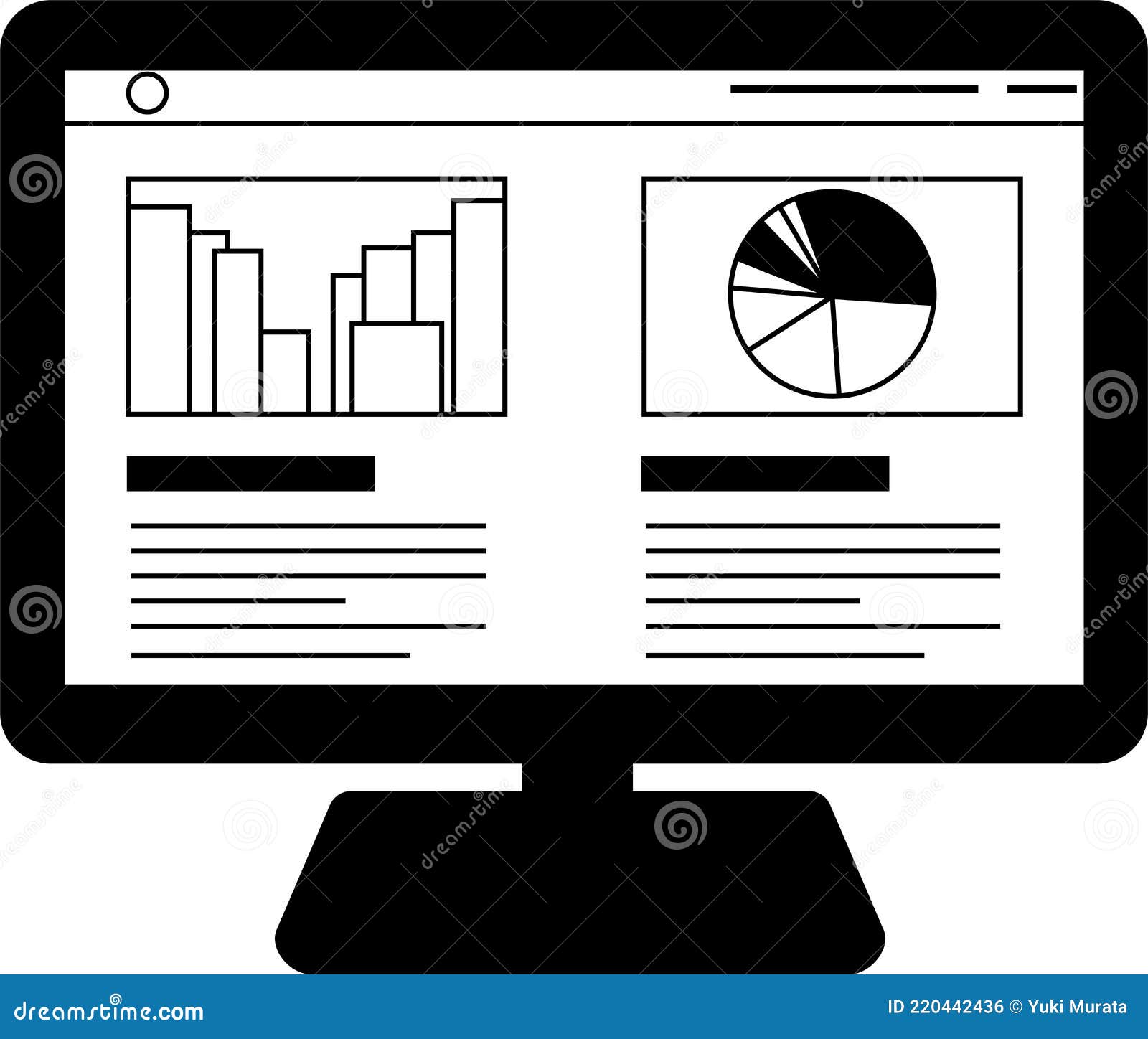 Monochrome Website Screen View with PC Stock Vector - Illustration of ...